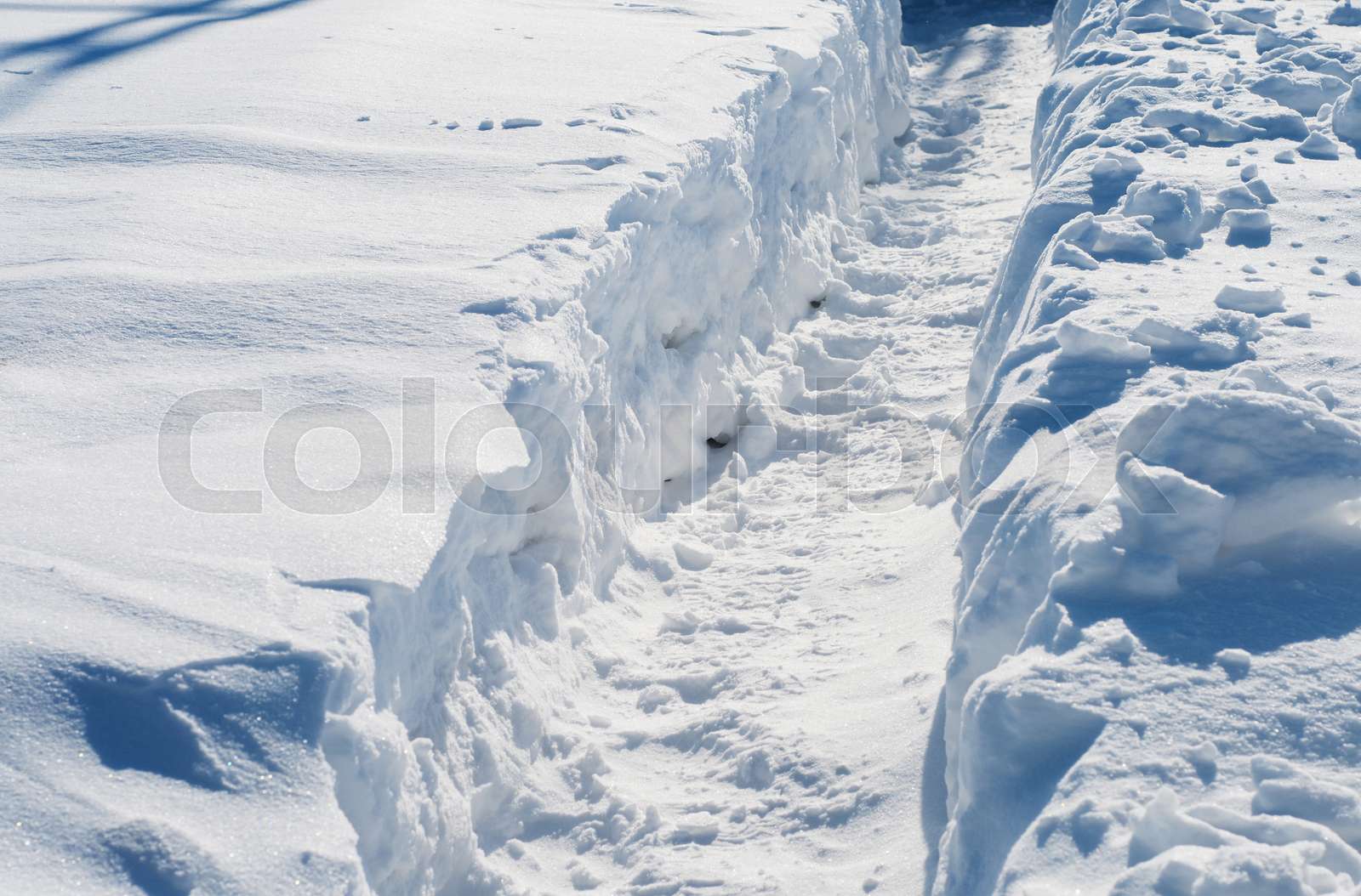Winter landscape - a trench in snow | Stock image | Colourbox