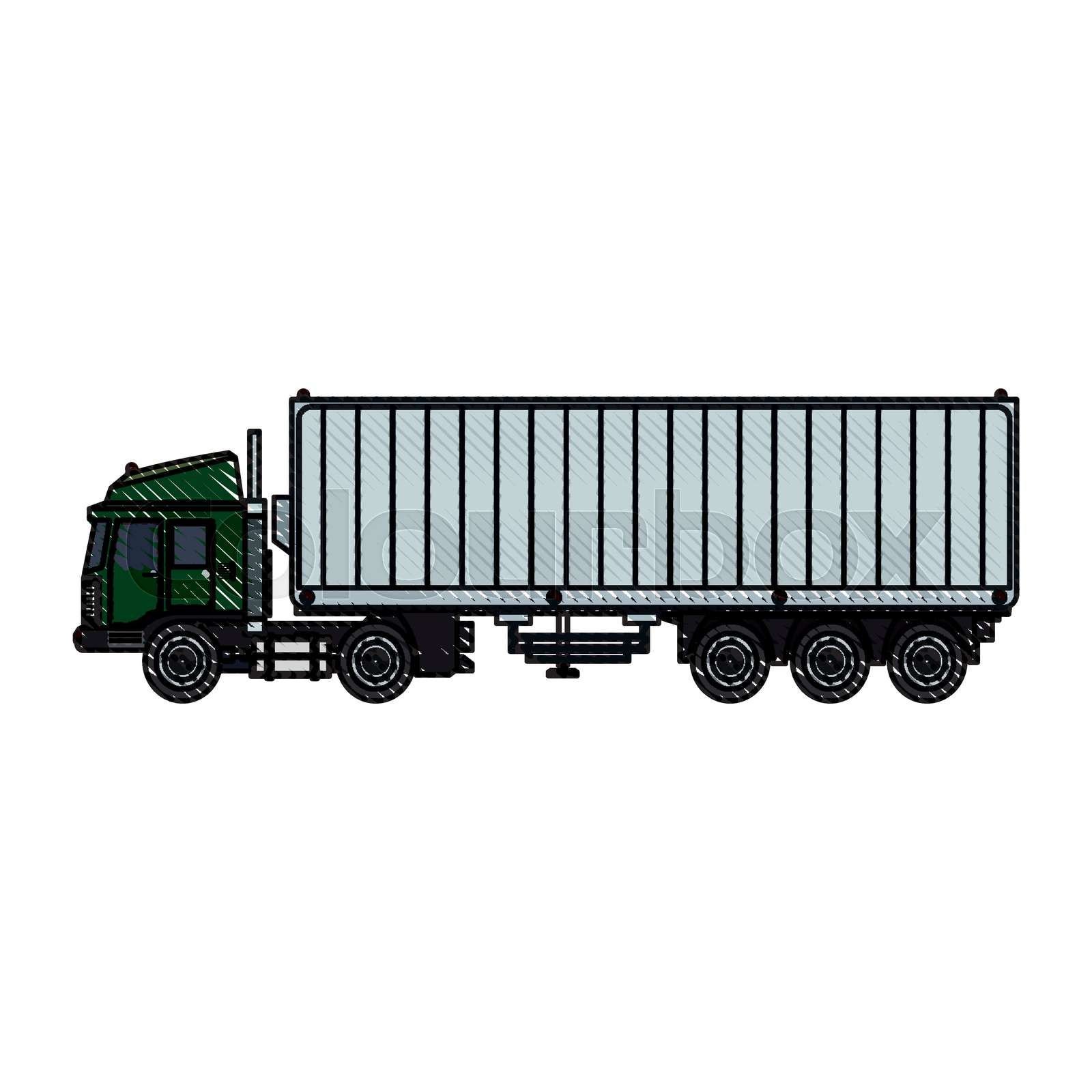 drawing truck container shipping cargo | Stock vector | Colourbox