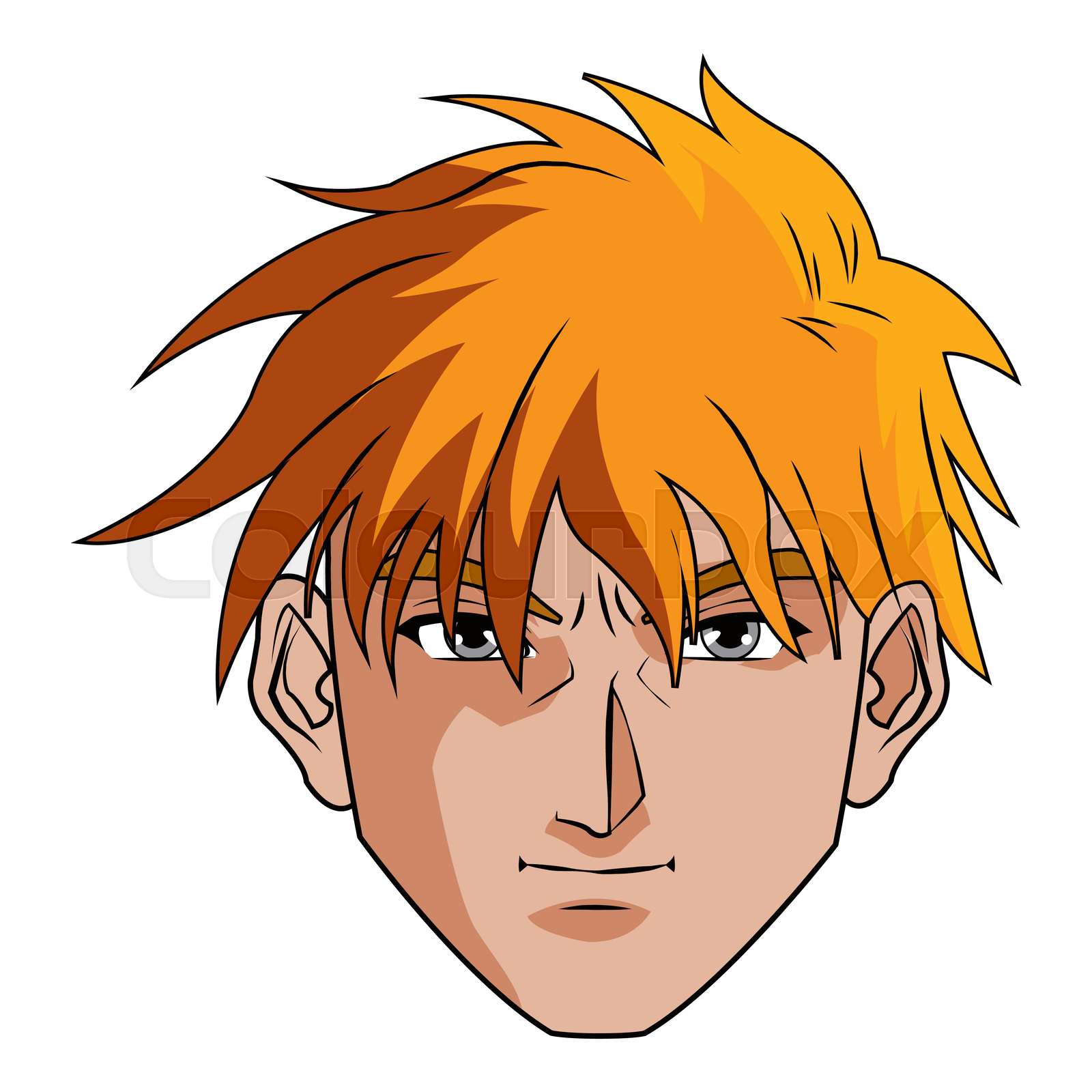 anime style male character head | Stock vector | Colourbox