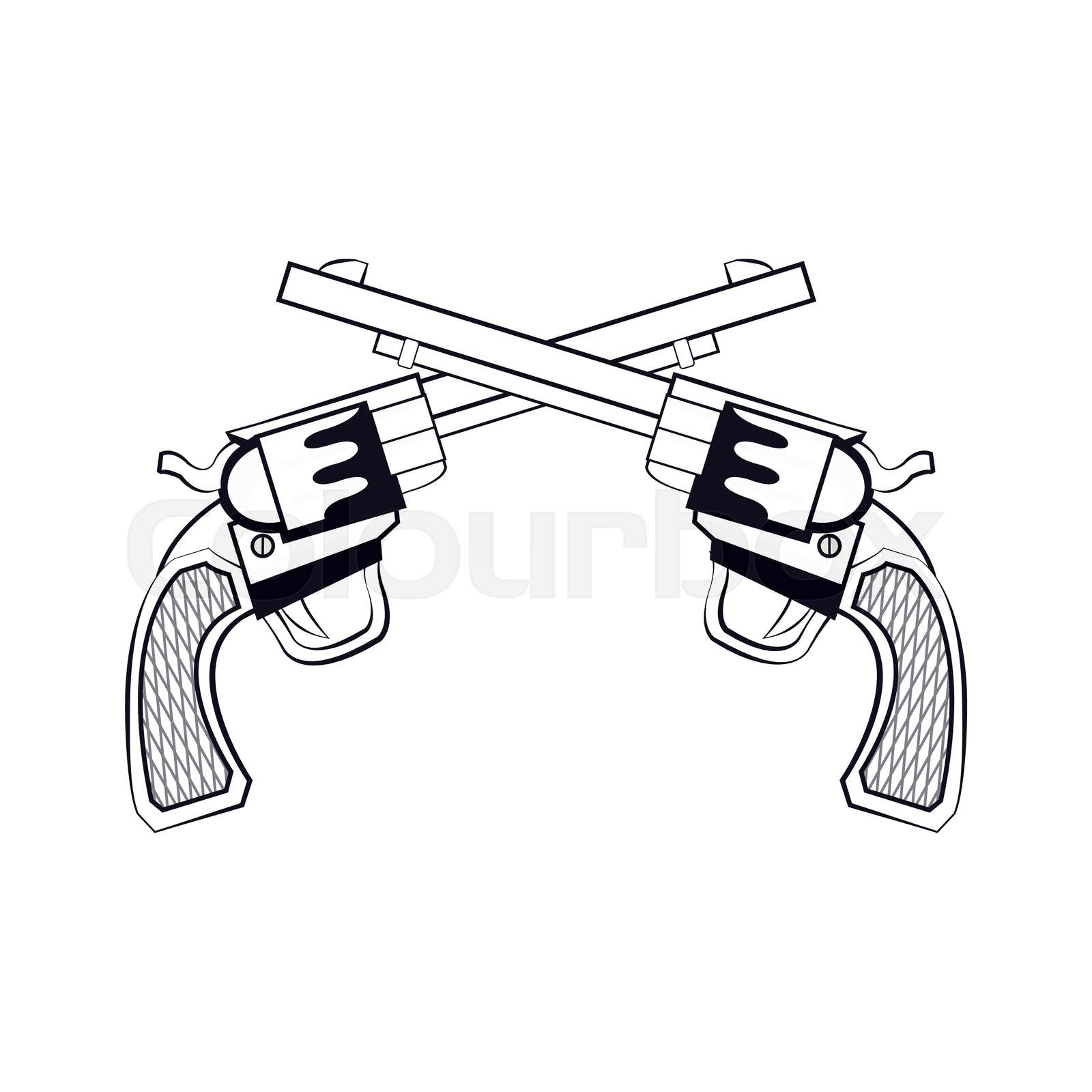 Crossed Revolvers Drawing