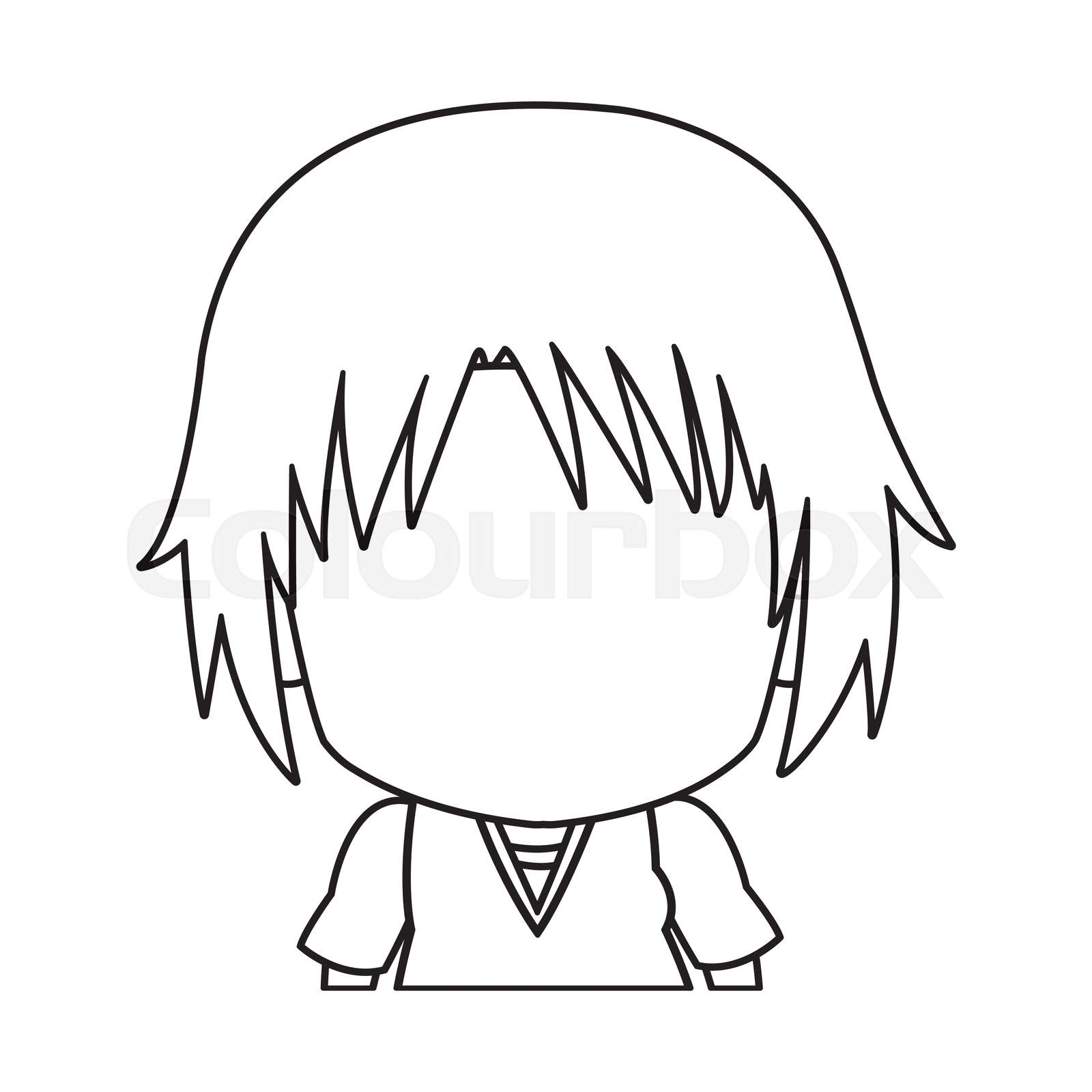 faceless anime tennager hair style contour | Stock vector | Colourbox