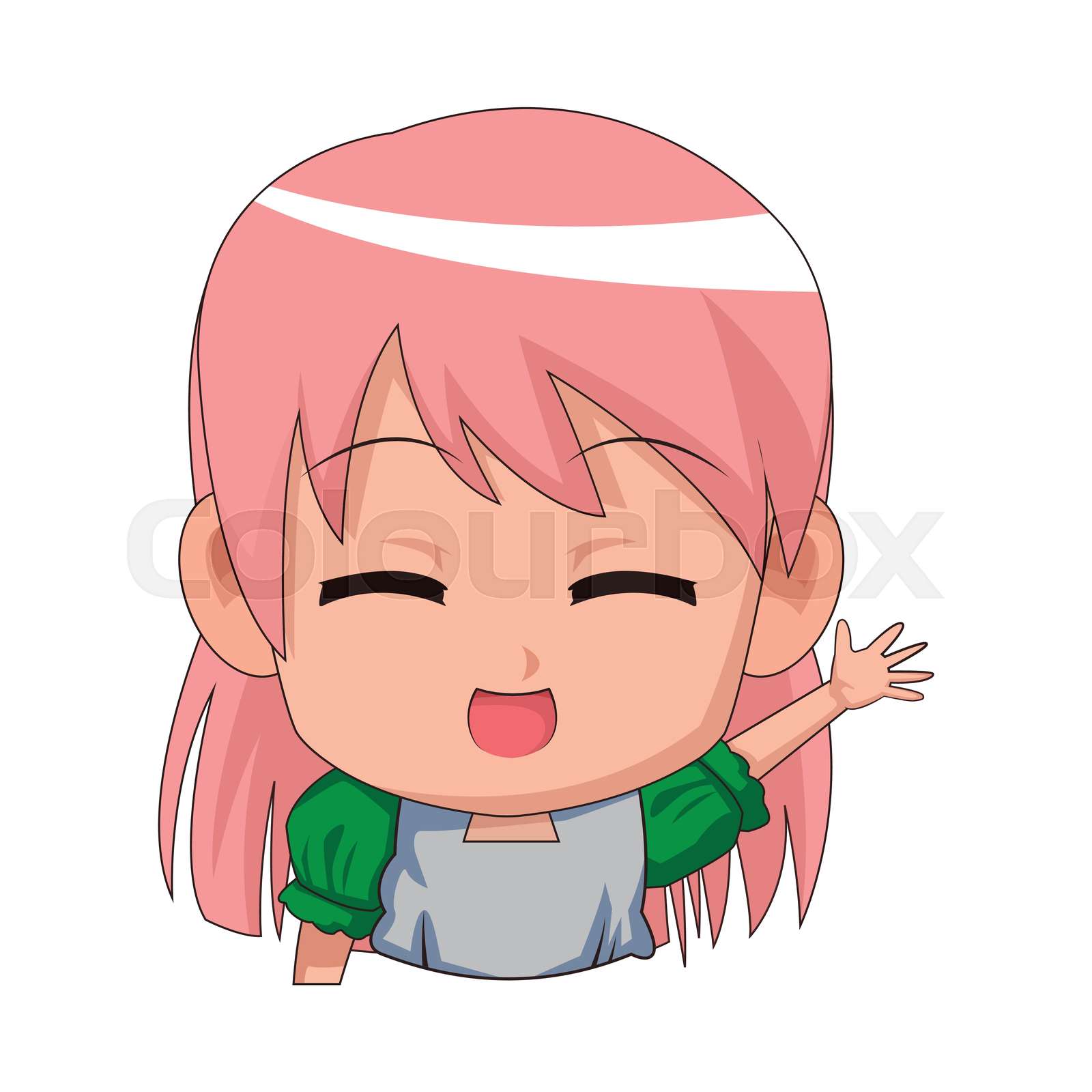 cute cartoon anime little girl chibi character | Stock vector | Colourbox