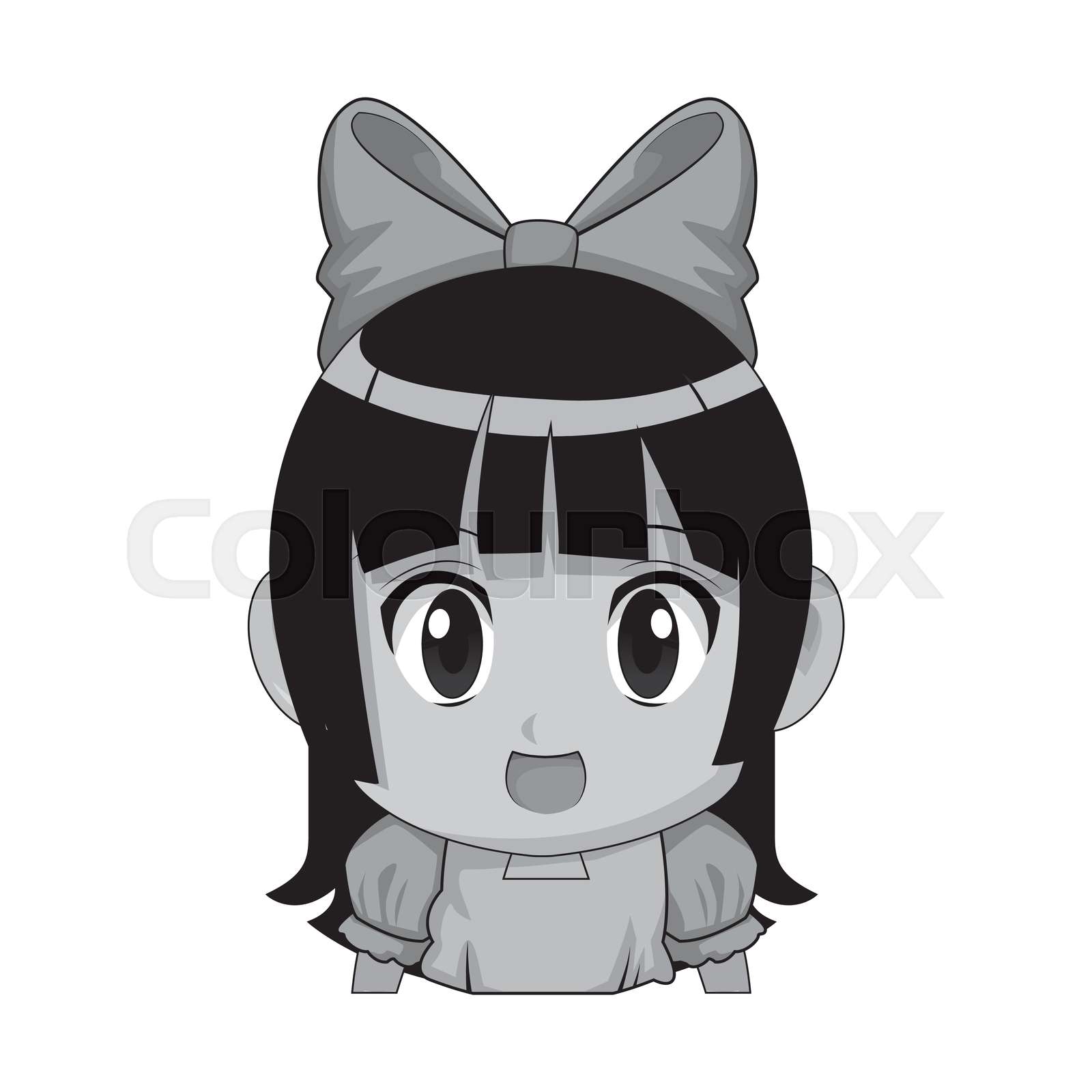 cute cartoon anime chibi girl image | Stock vector | Colourbox