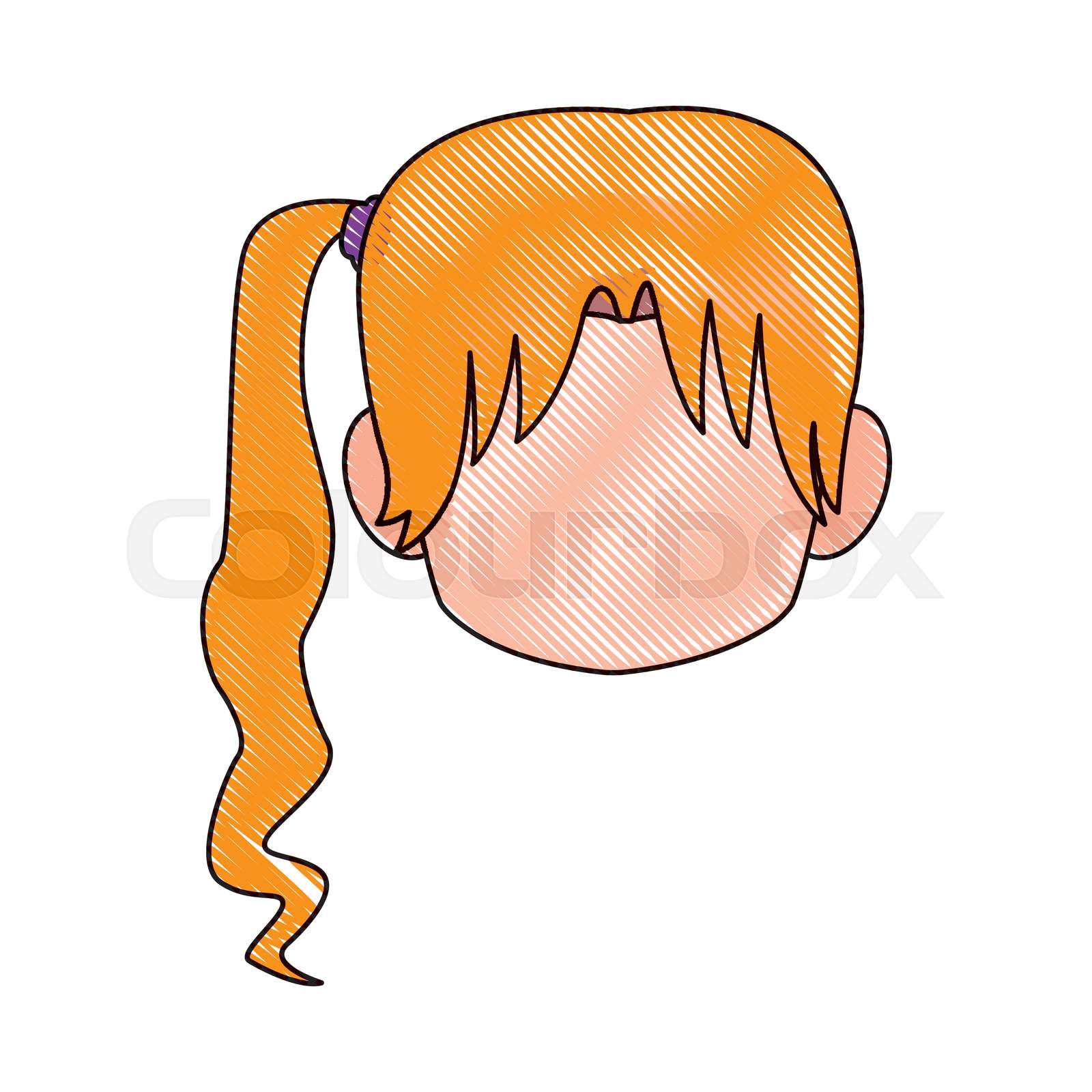 Chibi Anime Girl Avatar Contour Default Stock Vector Colourbox