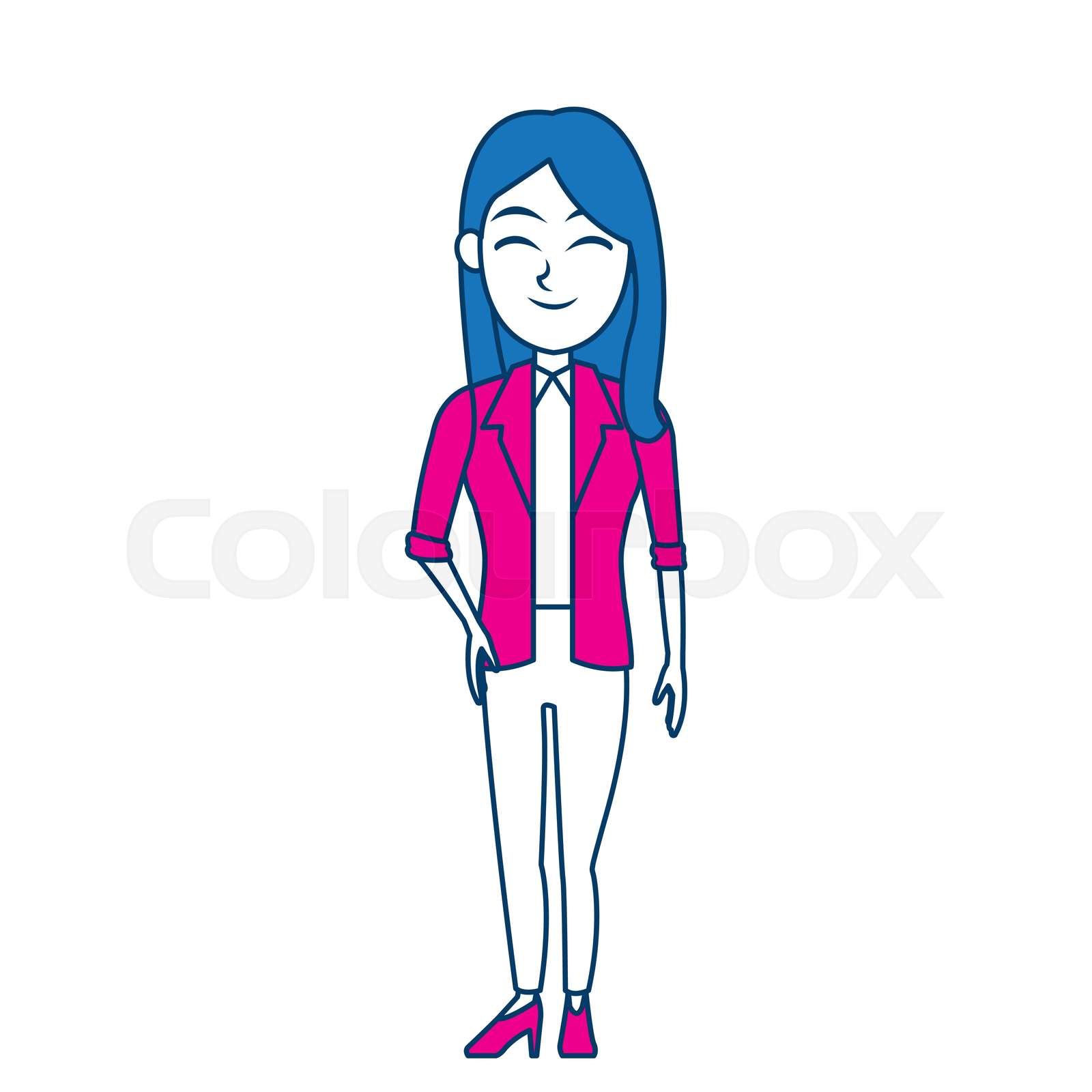 cartoon woman standing business employee character | Stock vector ...