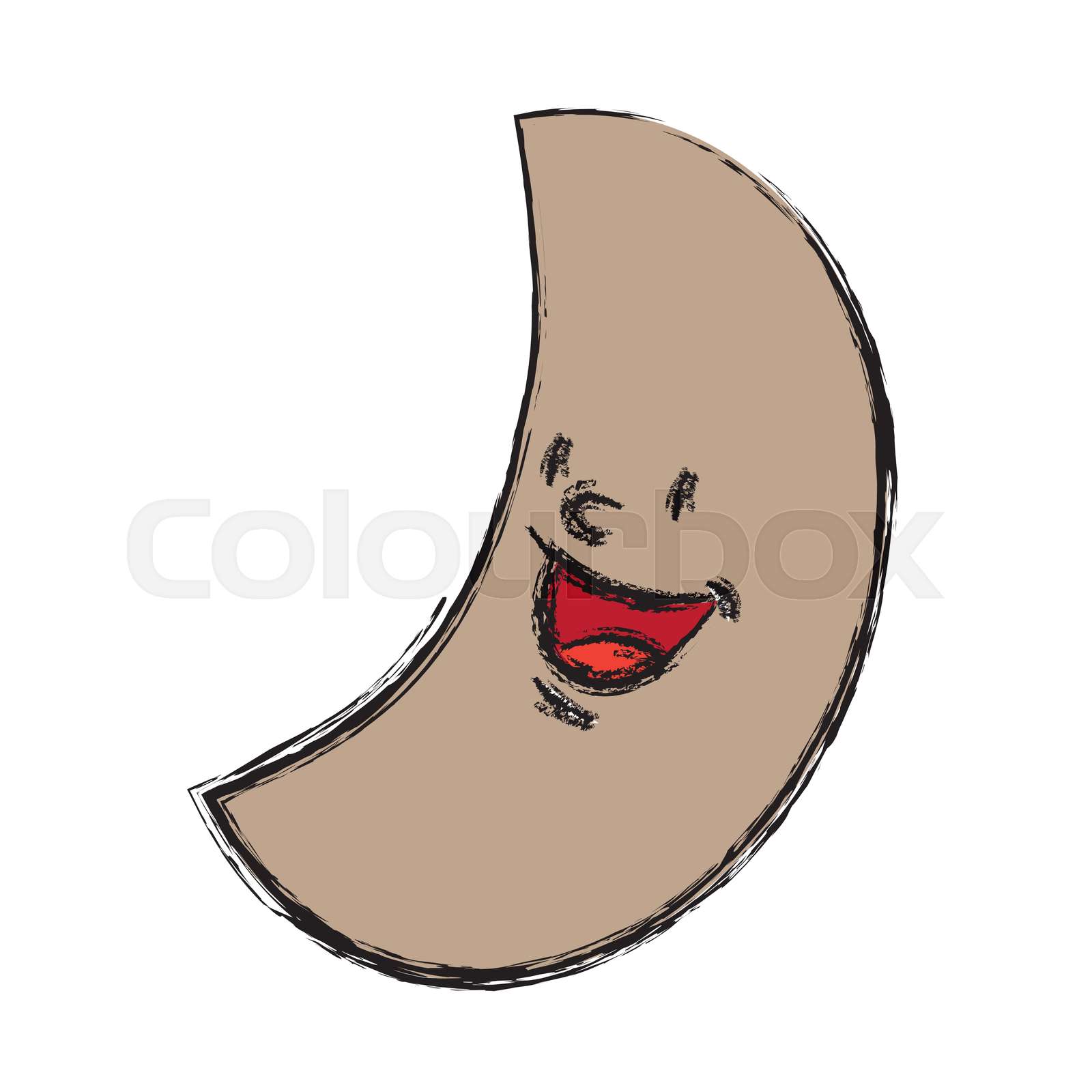 smiling moon cartoon mascot character | Stock vector | Colourbox