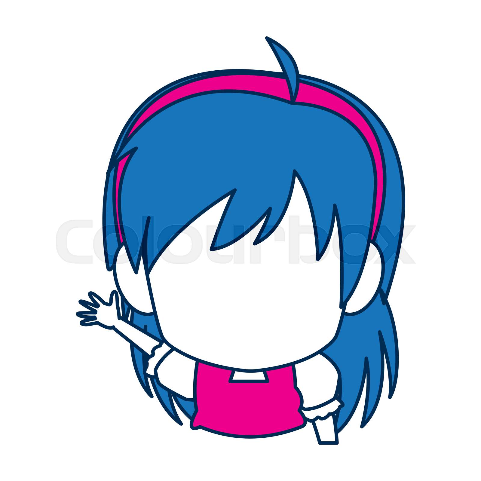 chibi anime girl face blue hair | Stock vector | Colourbox