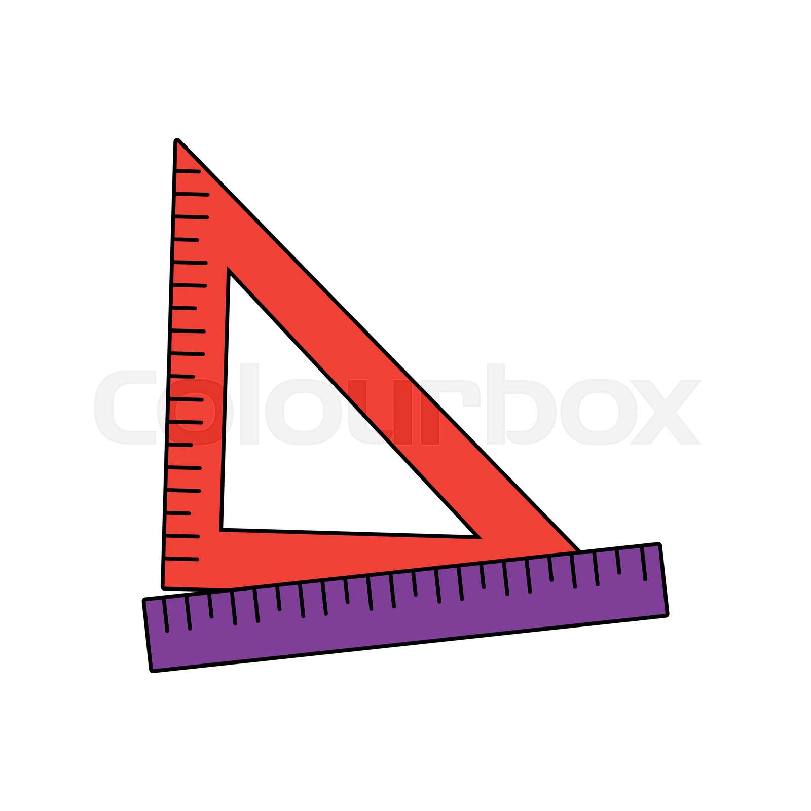 ruler and triangle ruler measure geometry elements | Stock vector ...