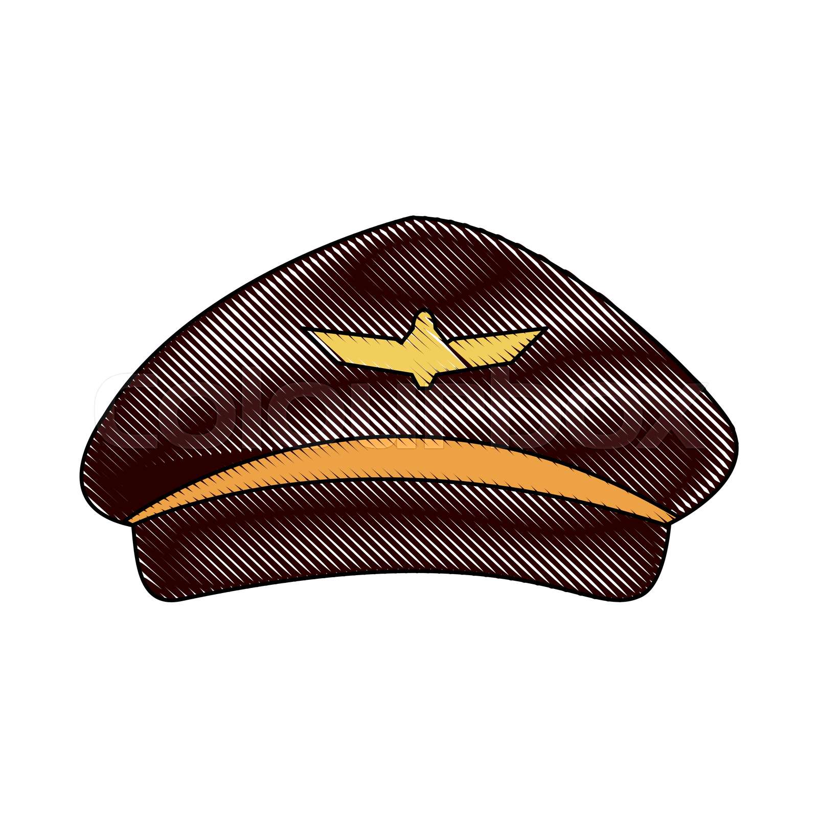 airline pilots hat aviator cap with gold insignia | Stock vector ...