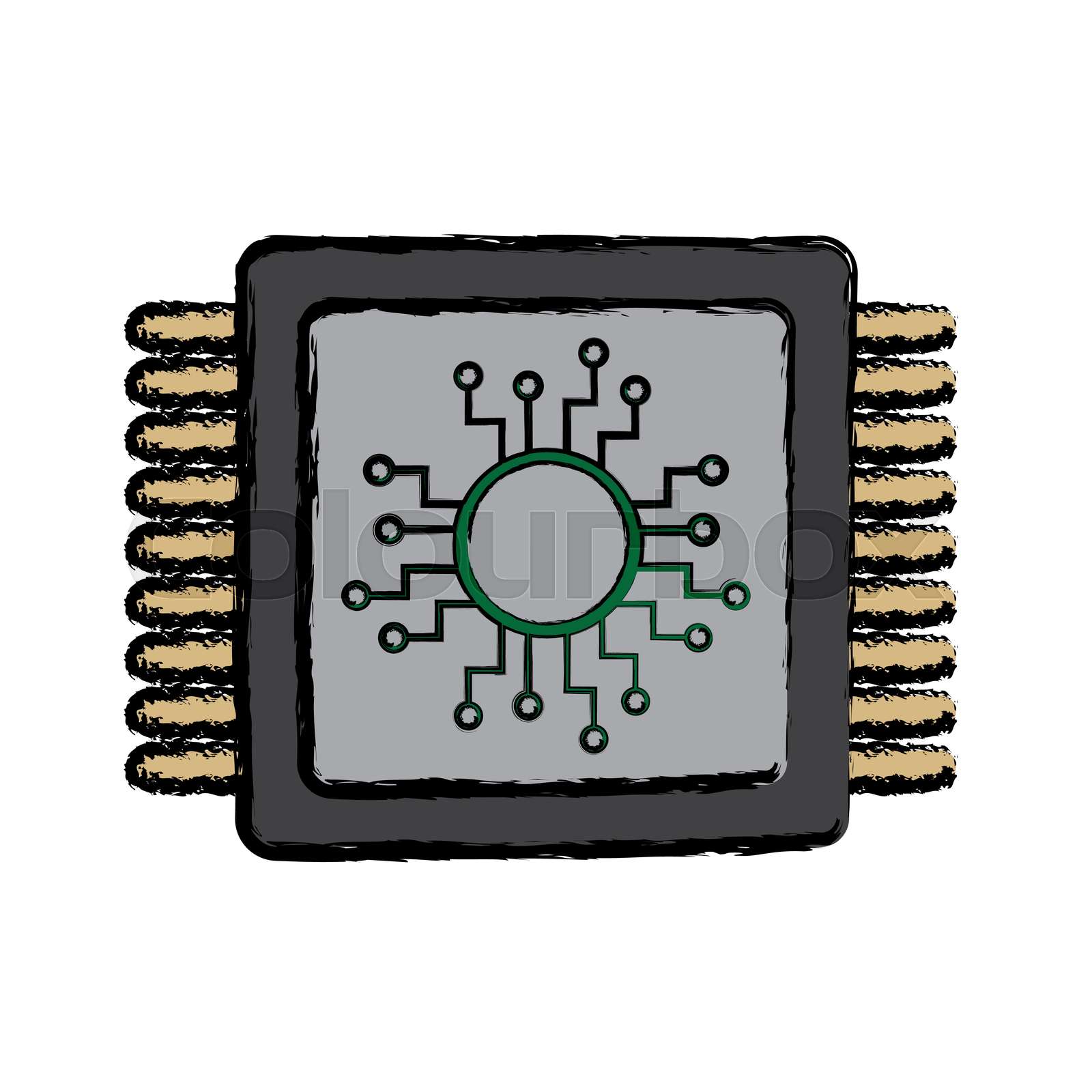 Cpu Microprocessor Circuit Board Connect Stock Vector Colourbox