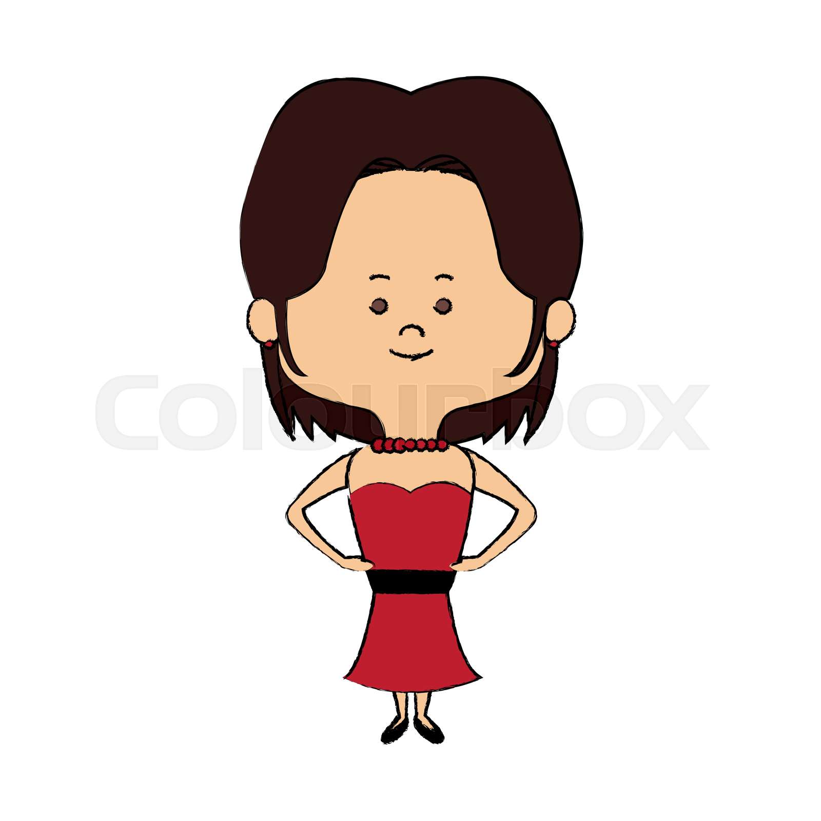 cute cartoon woman pretty elegant clothes | Stock vector | Colourbox