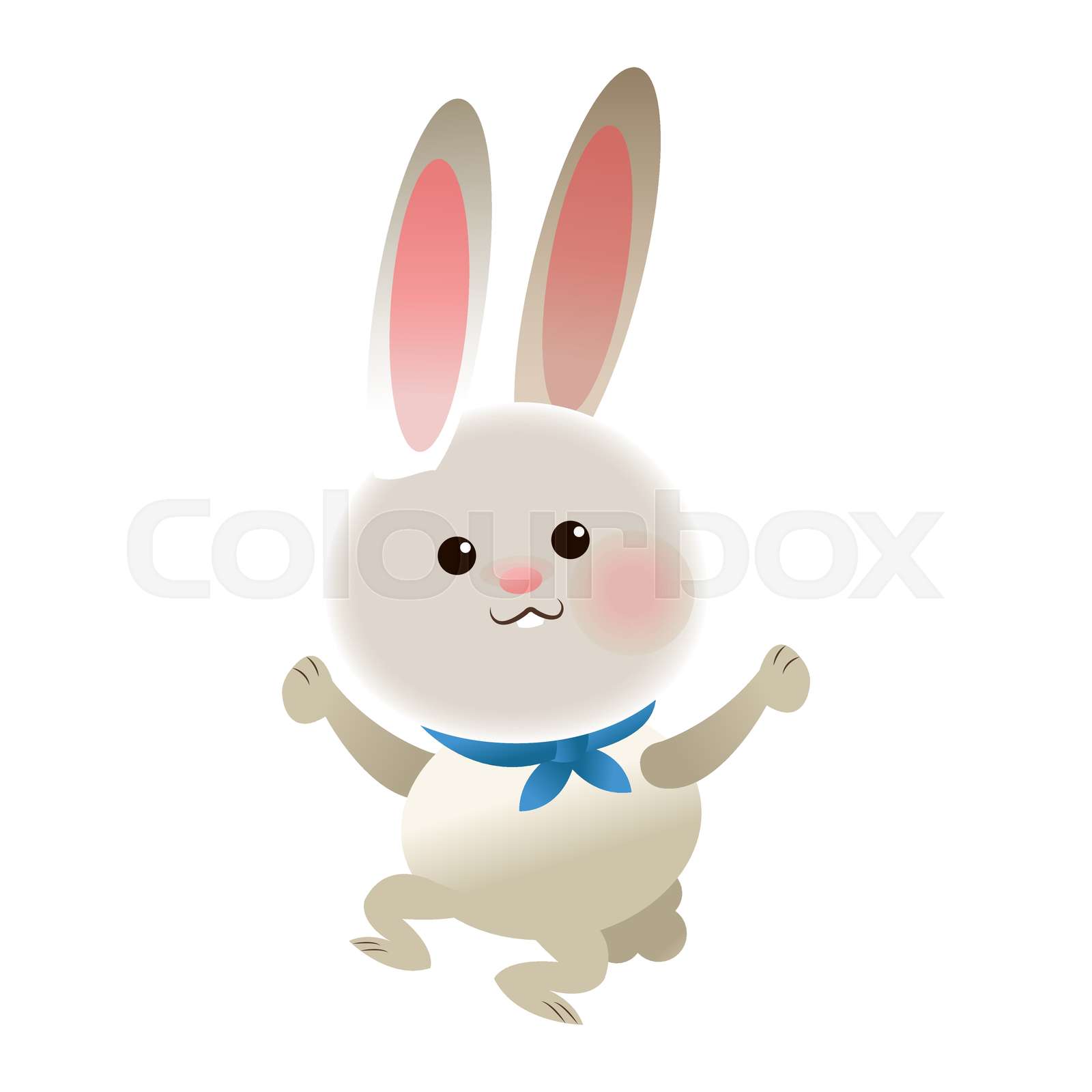 rabbit with blue ribbon cartoon icon | Stock vector | Colourbox