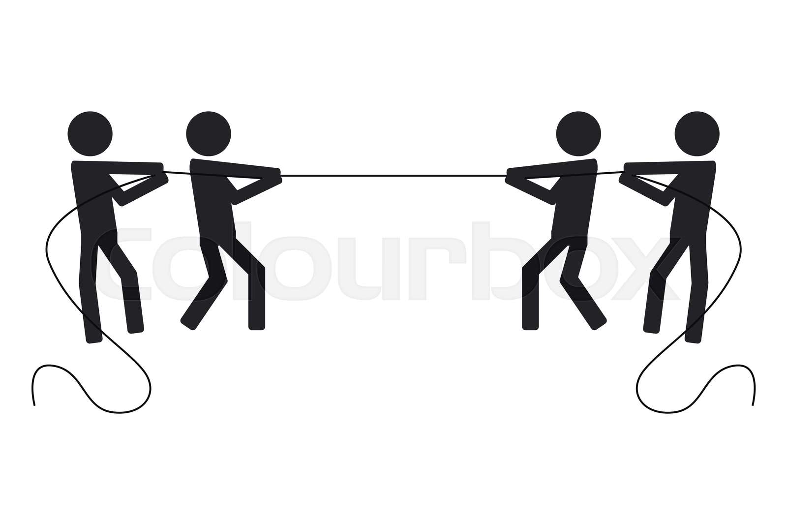 teamwork competition pull rope people | Stock vector | Colourbox