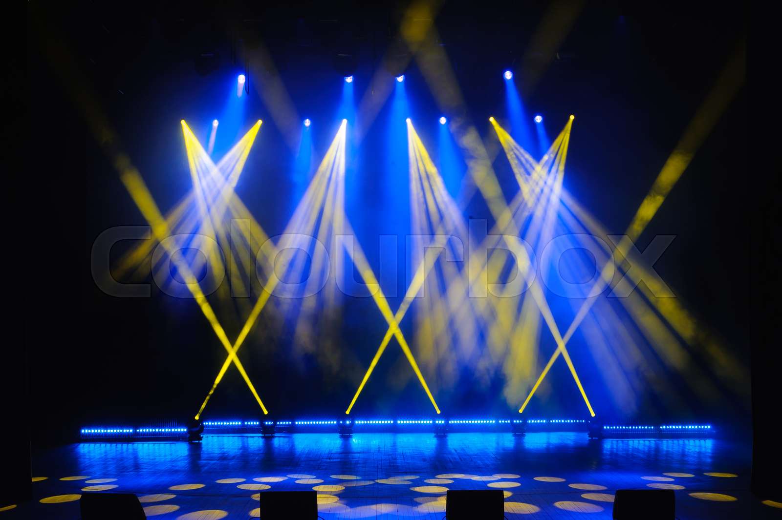 Free stage with lights, lighting devices. Night show. | Stock image ...