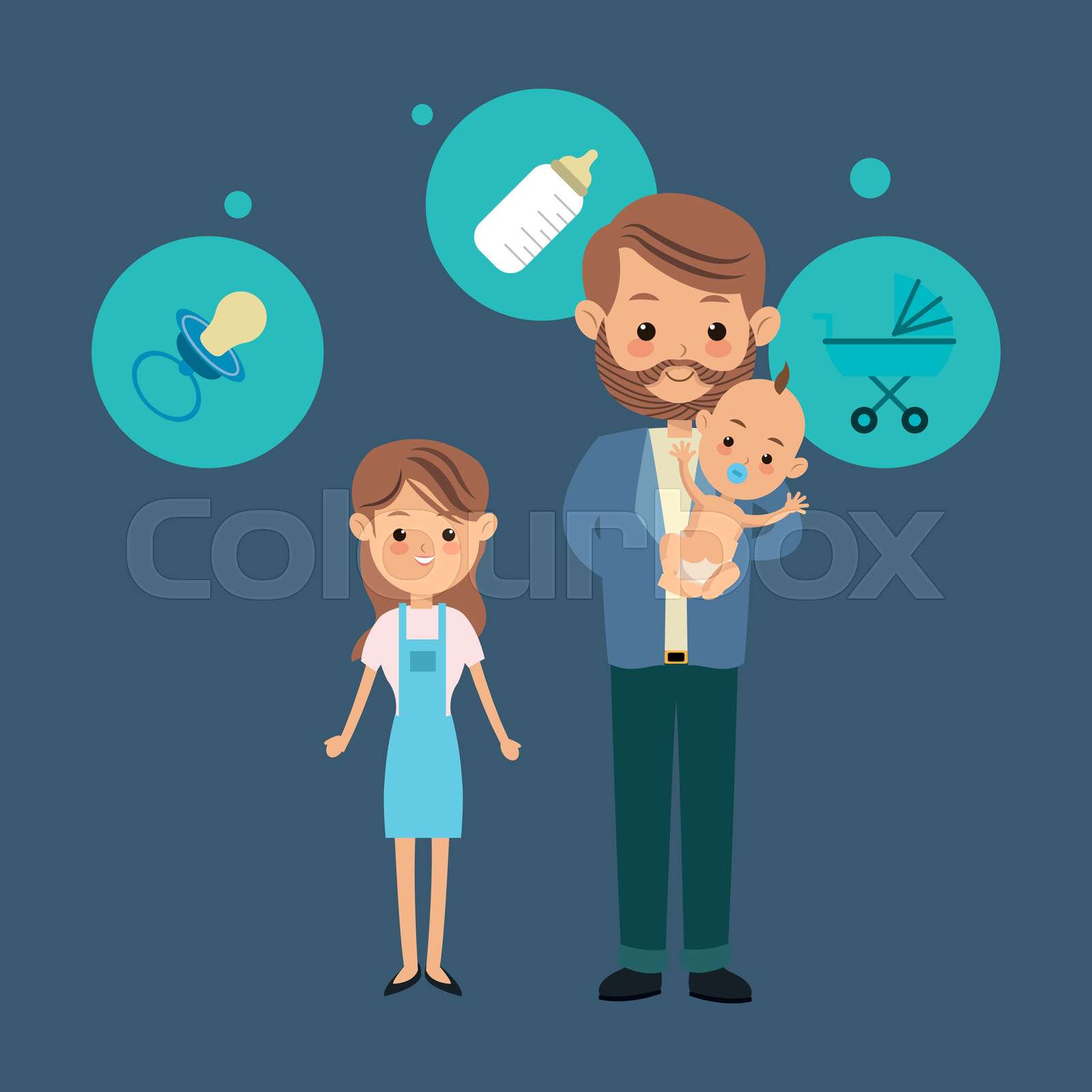 single parent family image | Stock vector | Colourbox