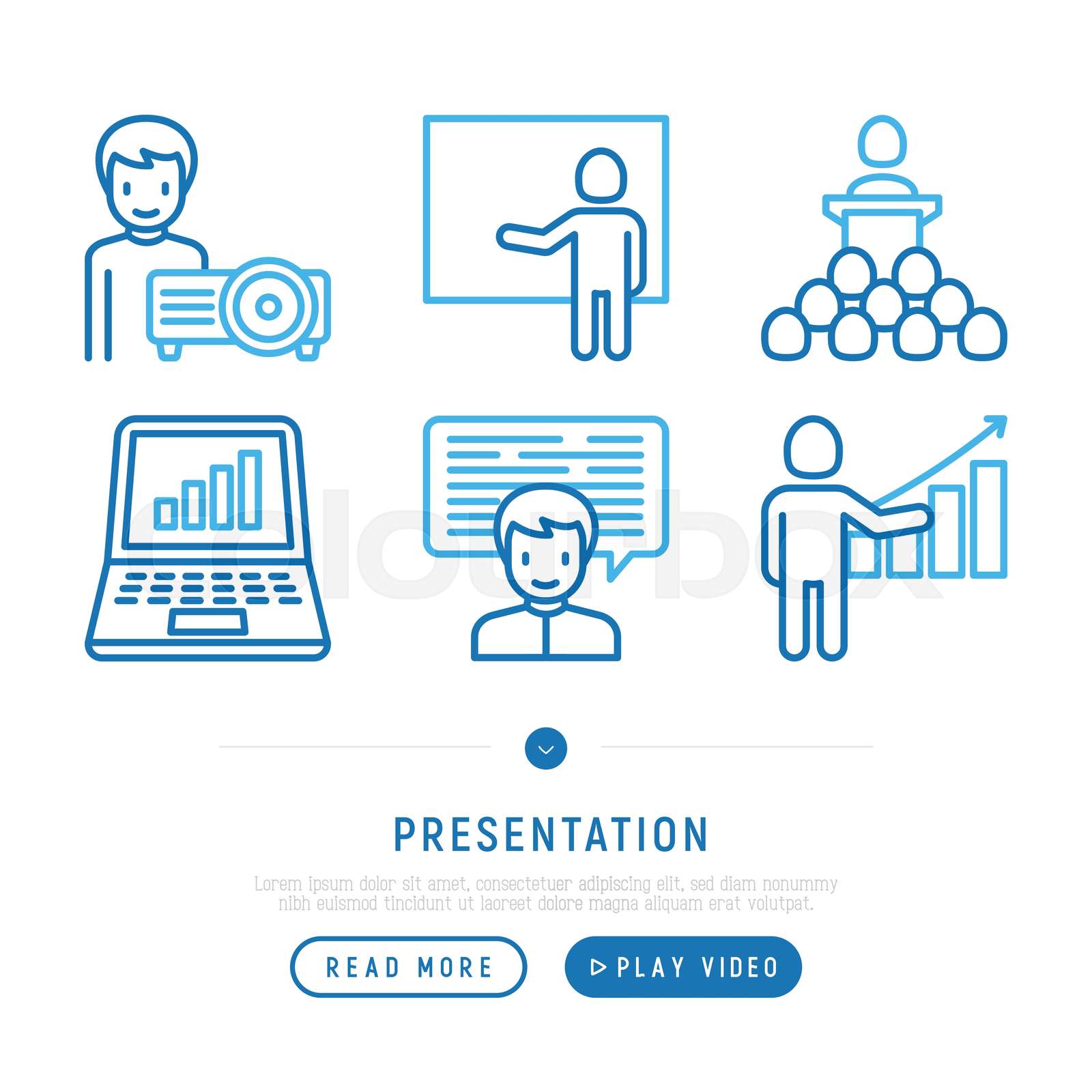 set, video, ansprache | Stock-Vektor | Colourbox