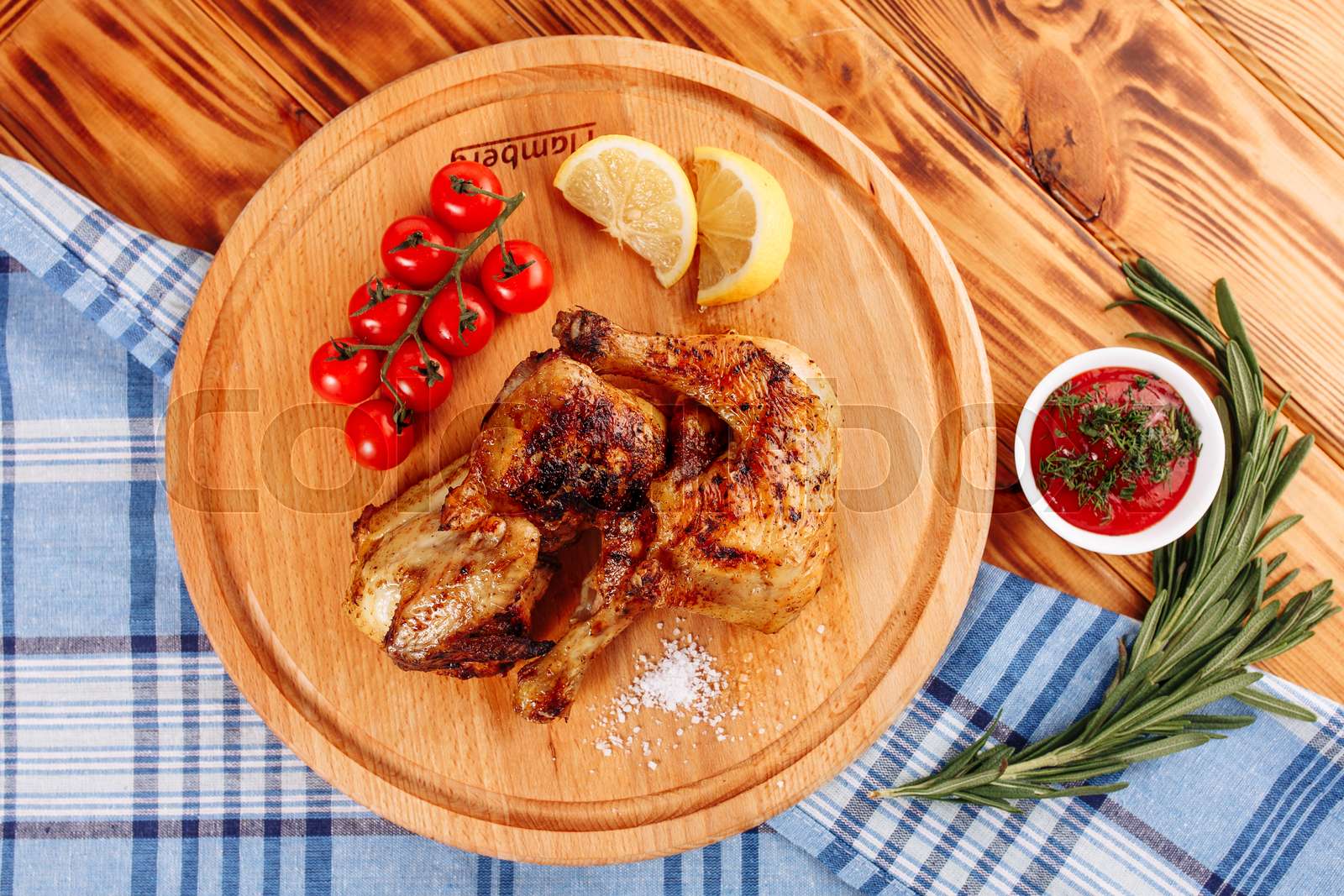 Chicken Roasted Bbq Leg Wing Top Down Flat Lay | Stock image | Colourbox