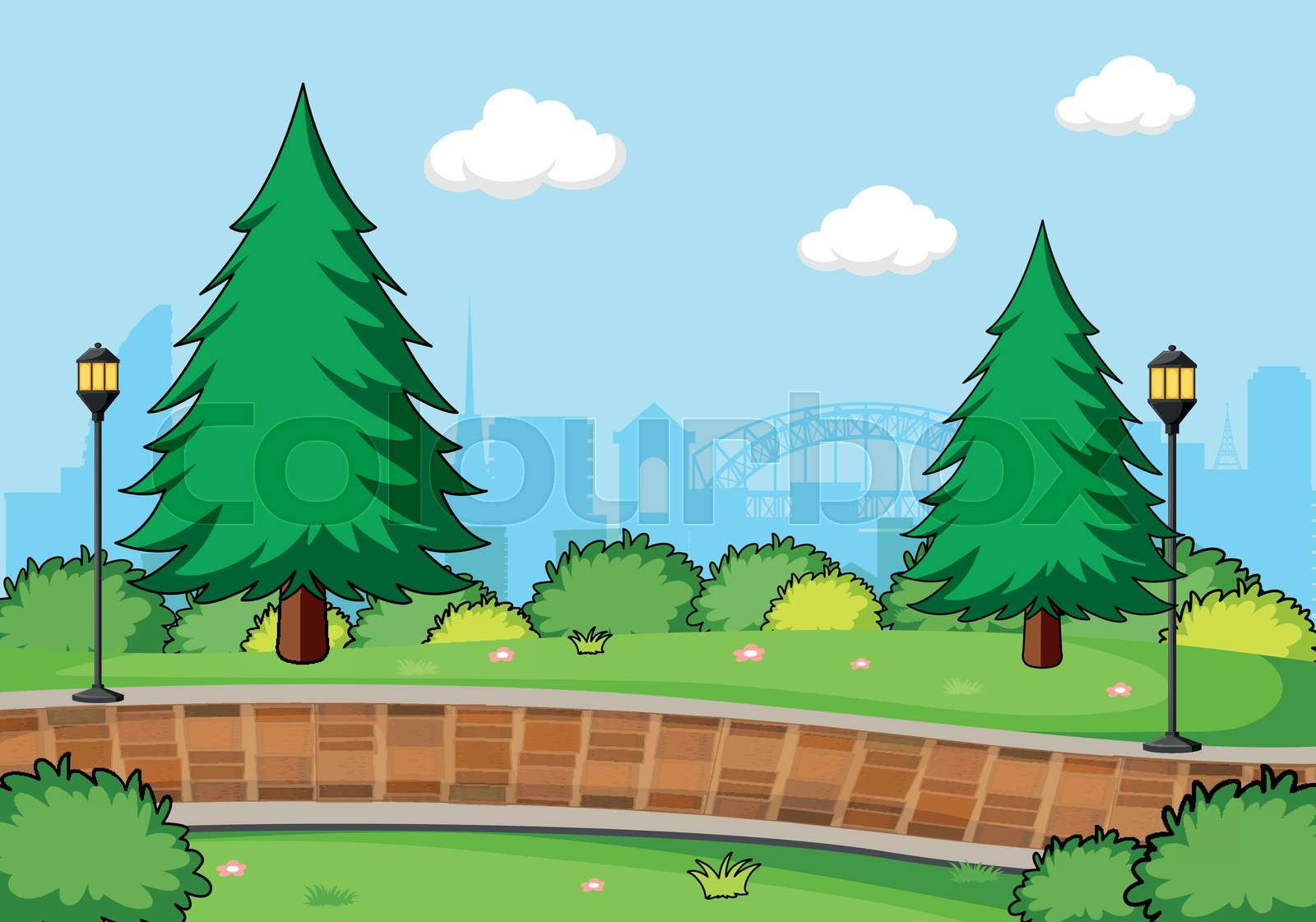 Cartoon Background Park Scene