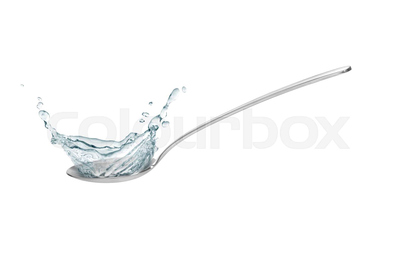 metall spoon with water splash isolated on white | Stock image | Colourbox