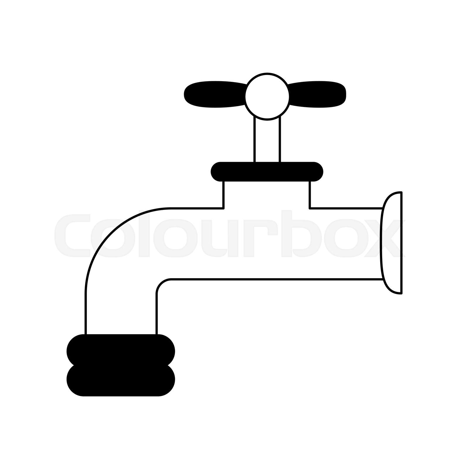 Water tap cartoon isolated in black and white | Stock vector | Colourbox