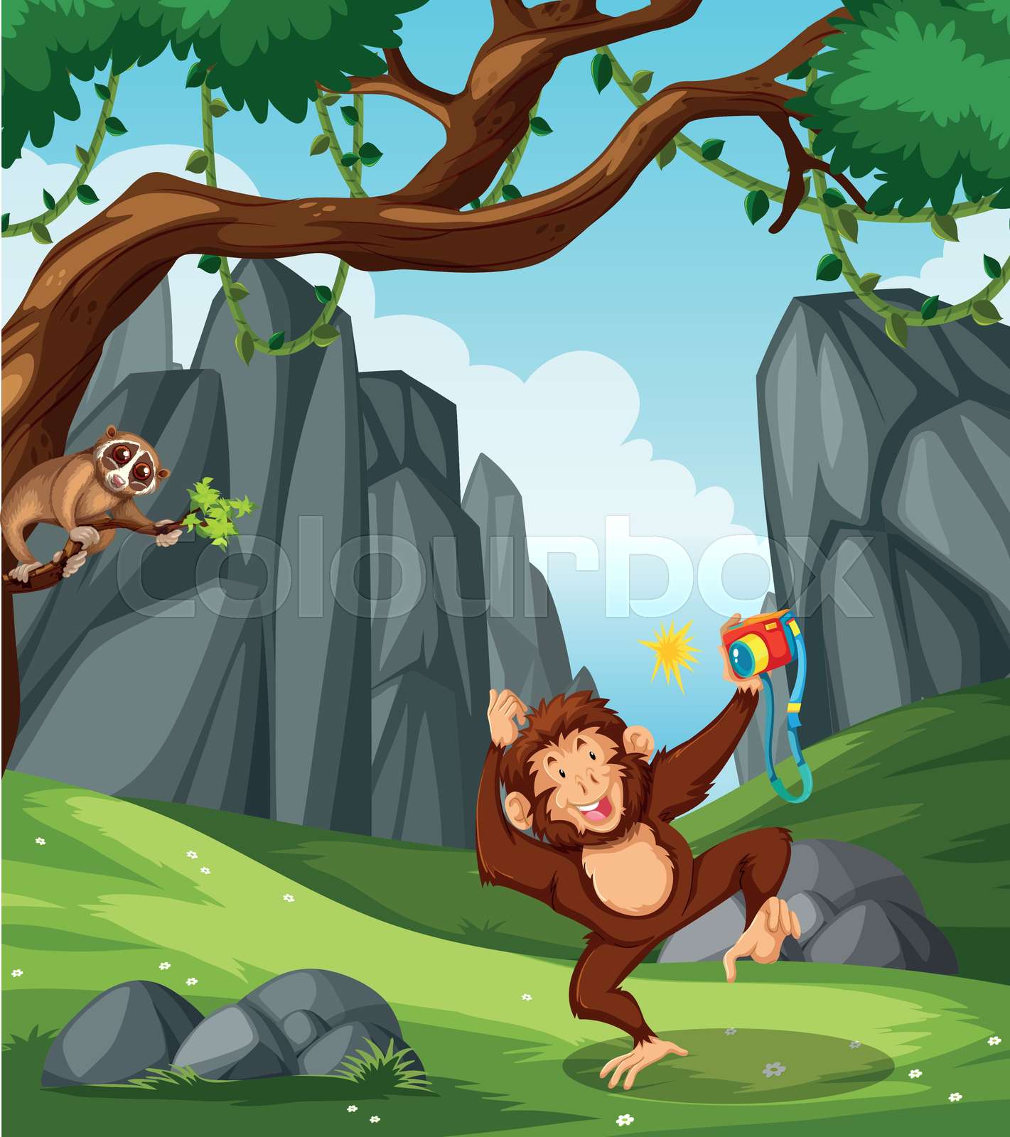 Wild animals in nature scene | Stock vector | Colourbox