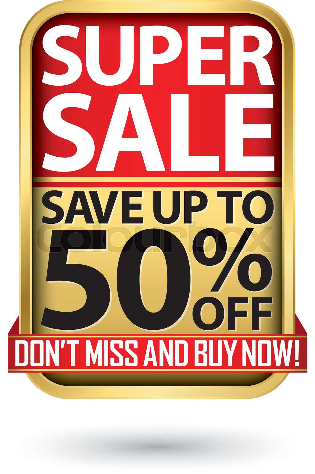 Super sale save up to 50% off golden label with red ribbon,vector ...