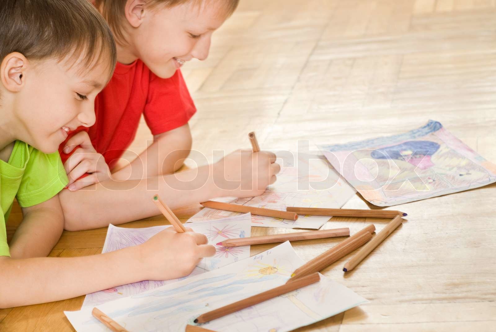 two brothers draw | Stock image | Colourbox
