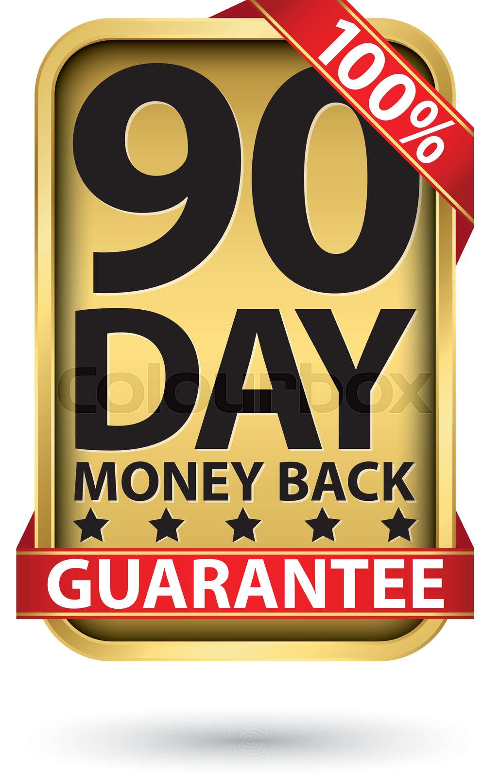 90 day 100% money back guarantee golden sign, vector illustration ...