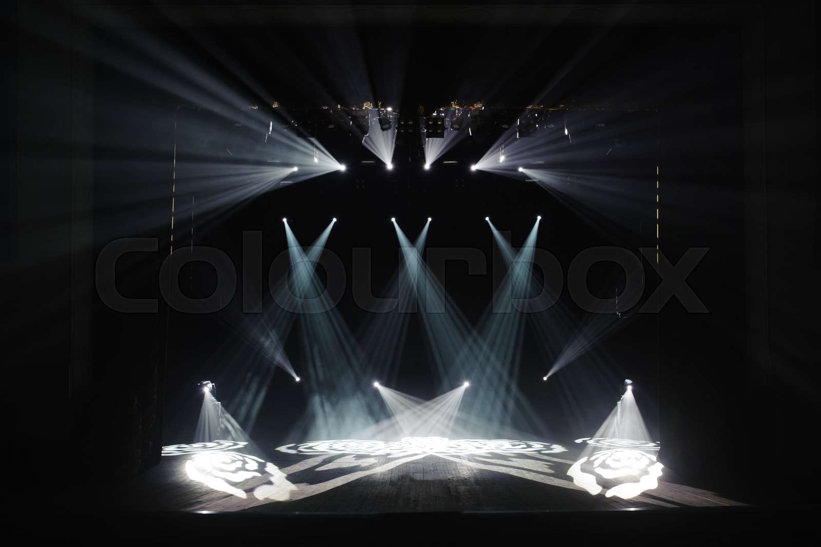 Free stage with lights, lighting devices. Background. | Stock image ...