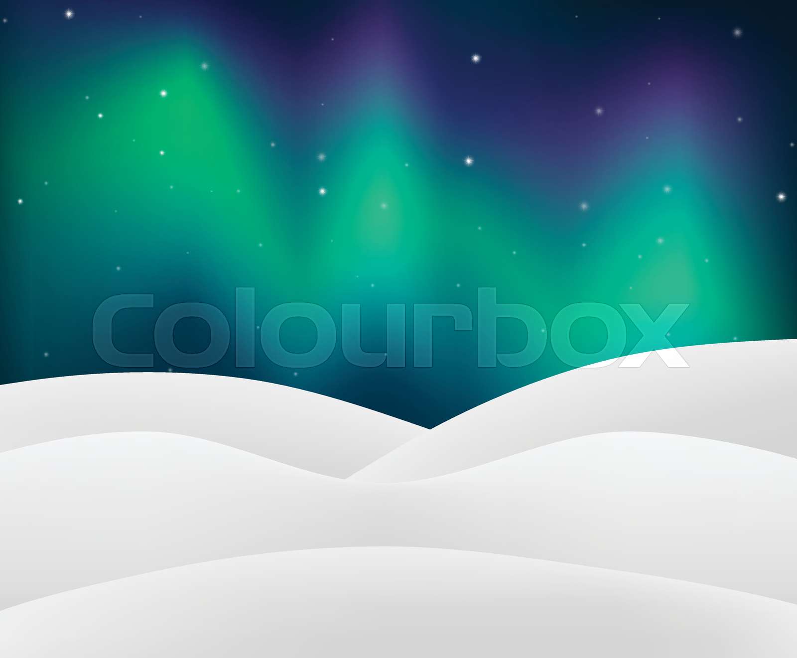 Northern Light with Snowy Scene | Stock vector | Colourbox