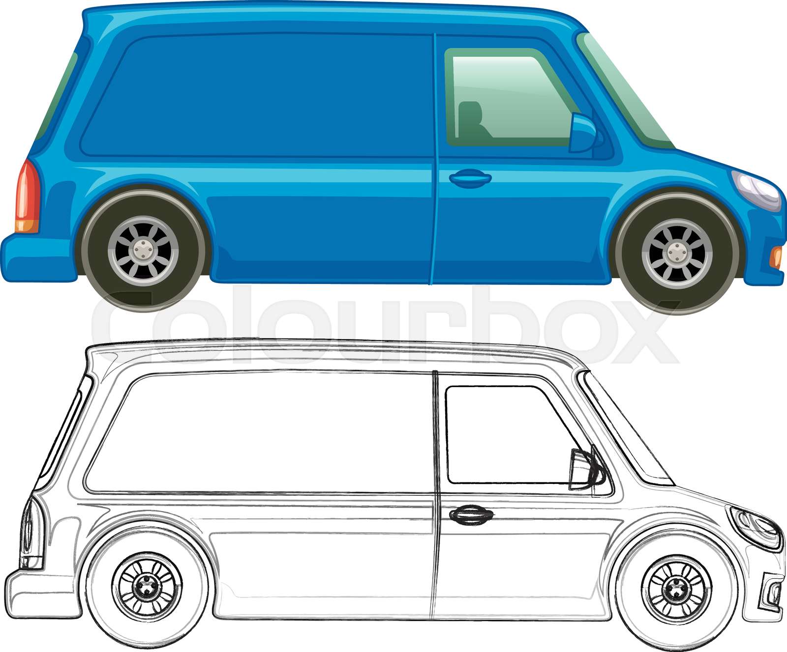 Doodle art for minivan | Stock vector | Colourbox