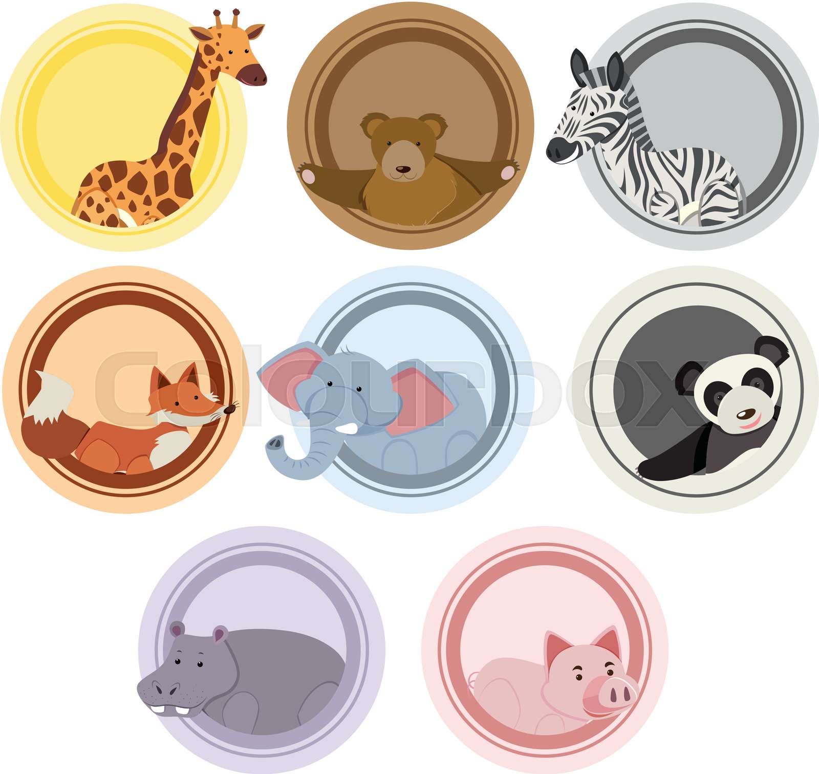 Label templates with wild animals | Stock vector | Colourbox