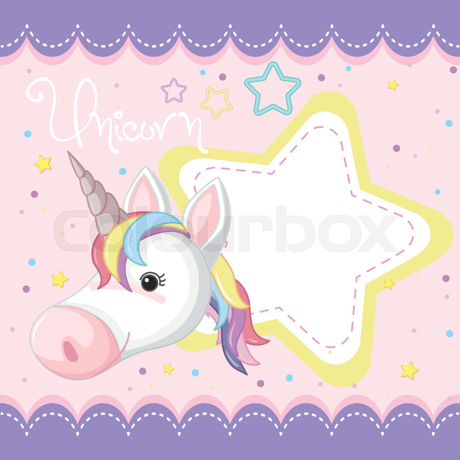 Border template with unicorn and star | Stock vector | Colourbox