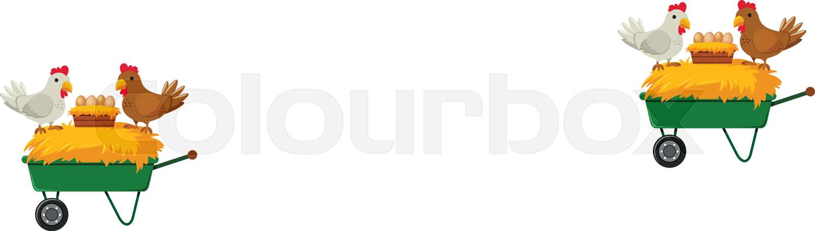 Chicken and Eggs on Farming Cart | Stock vector | Colourbox