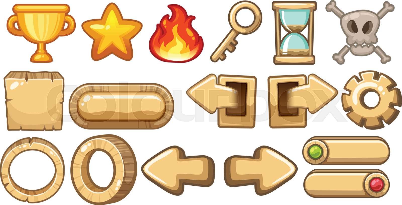 Game elements with arrows and symbols | Stock vector | Colourbox