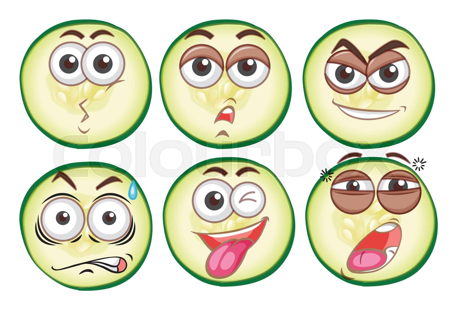 Six Diffrent Expression Faces | Stock vector | Colourbox