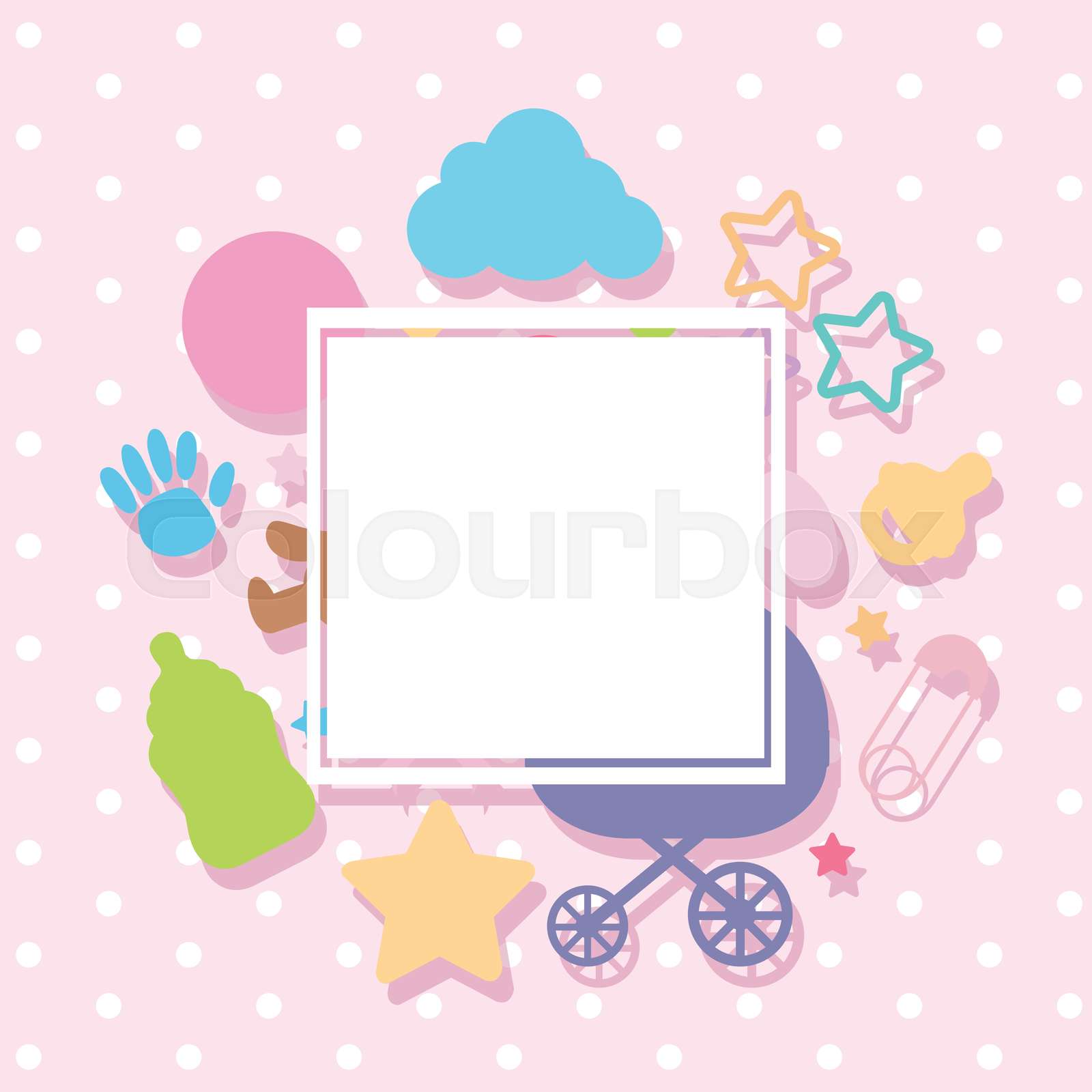 Border template with baby items | Stock vector | Colourbox