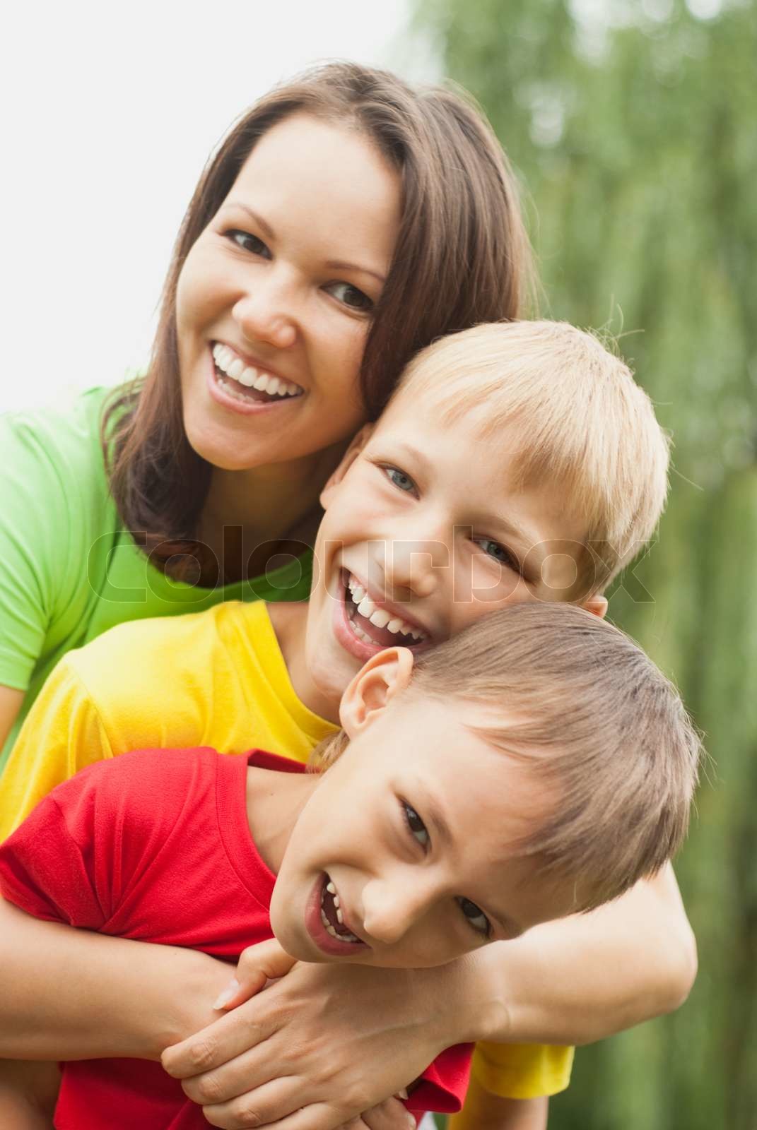 happy boys with mom | Stock image | Colourbox