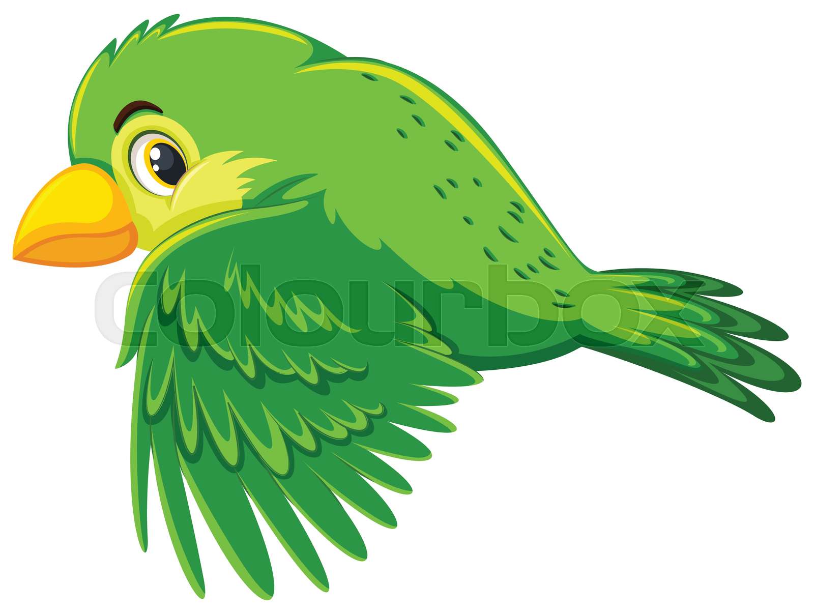 Cute green bird flying | Stock vector | Colourbox