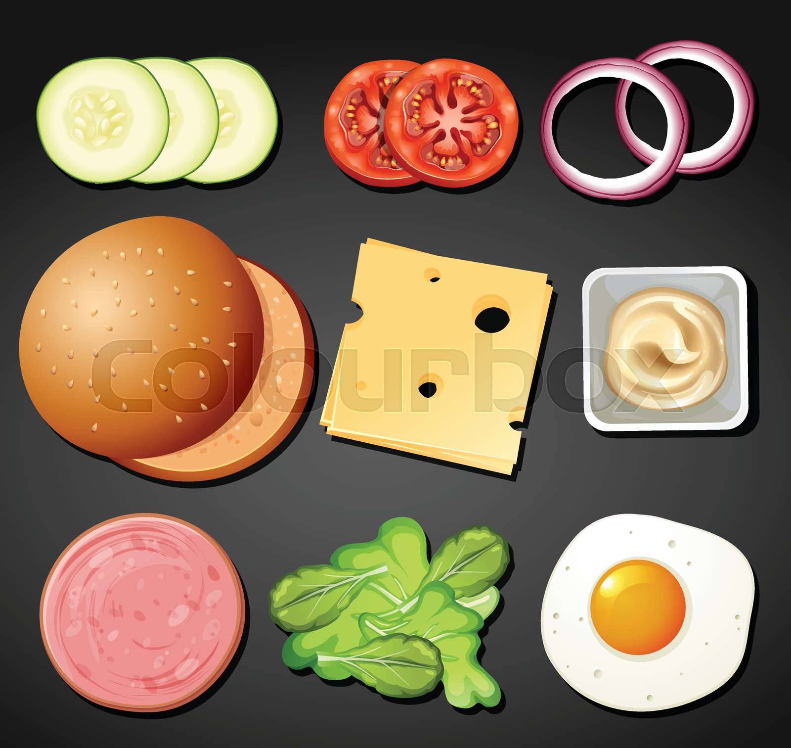 A Set of Burger Element | Stock vector | Colourbox