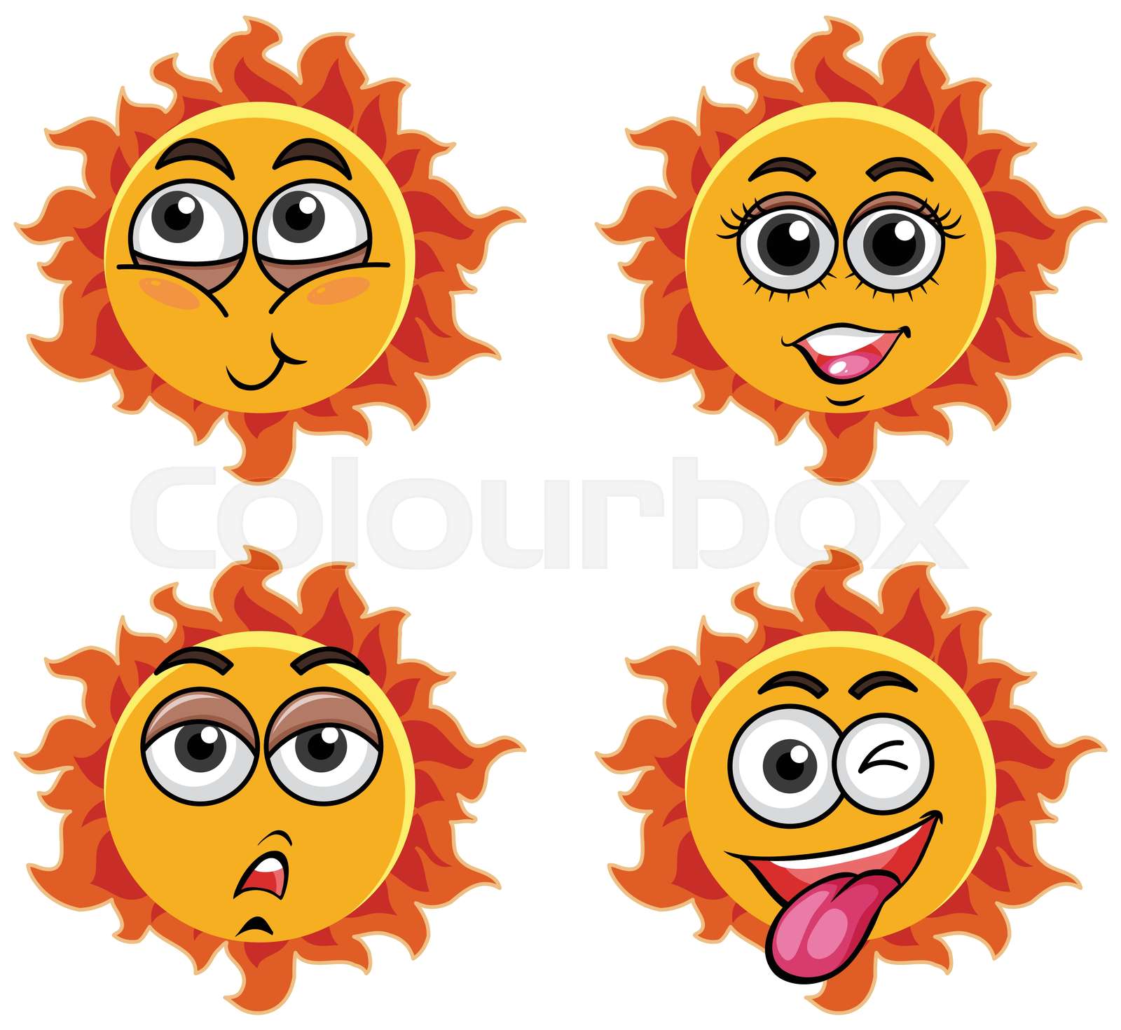 A Set of Sun Expression Face | Stock vector | Colourbox
