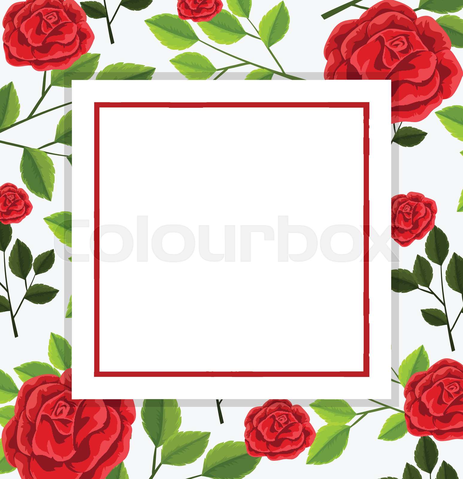 Red flower frame border | Stock vector | Colourbox