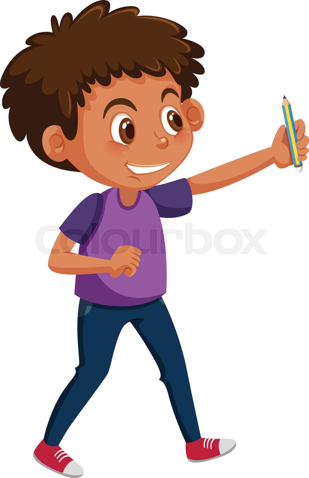 Child Holding Pencil Clipart Image