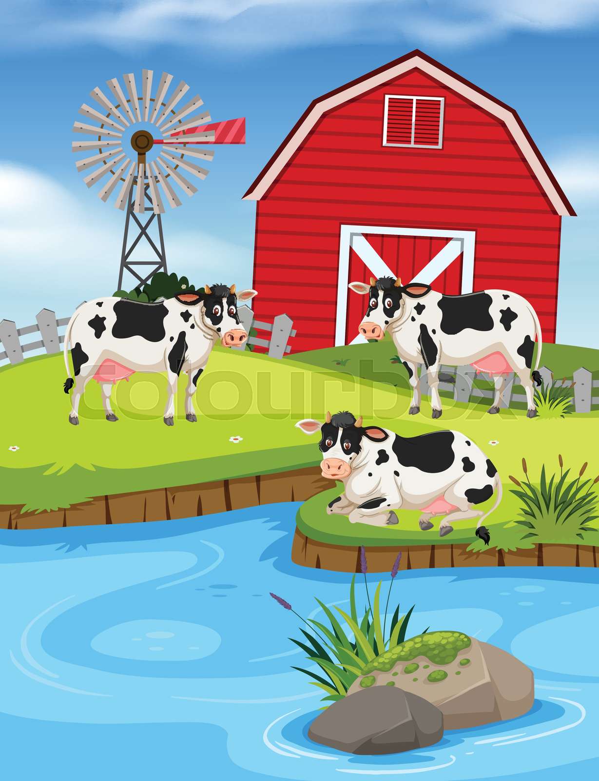Set of cows on farm | Stock vector | Colourbox
