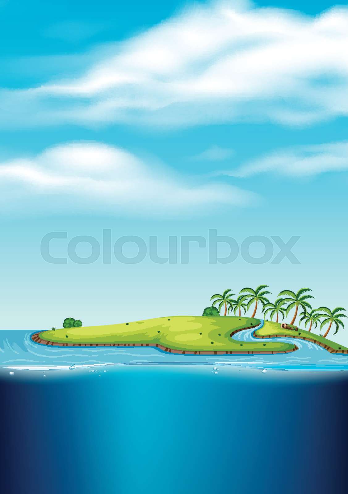 A Deserted Island Seascape | Stock vector | Colourbox