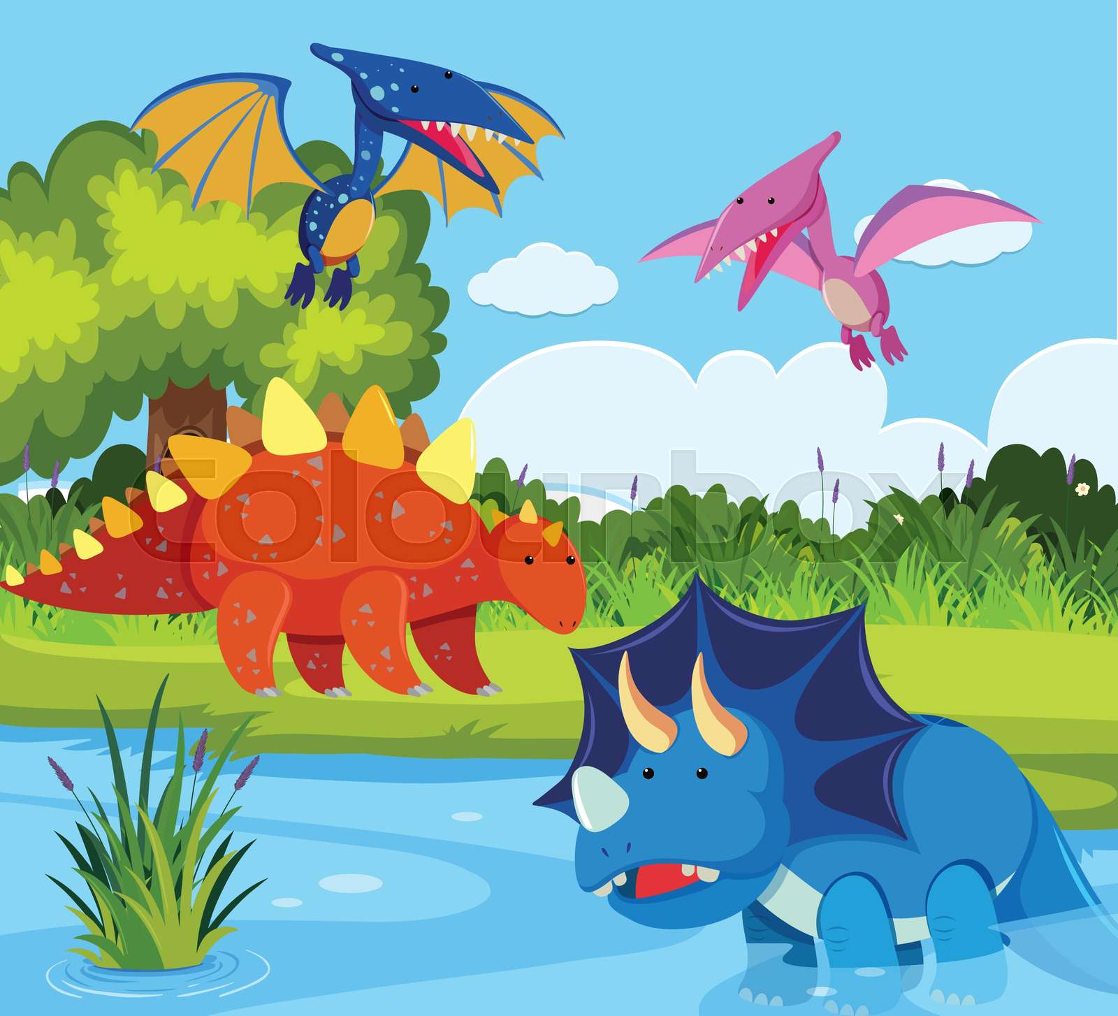 dinosaurer, dinosaur, tegning | Stock vektor | Colourbox