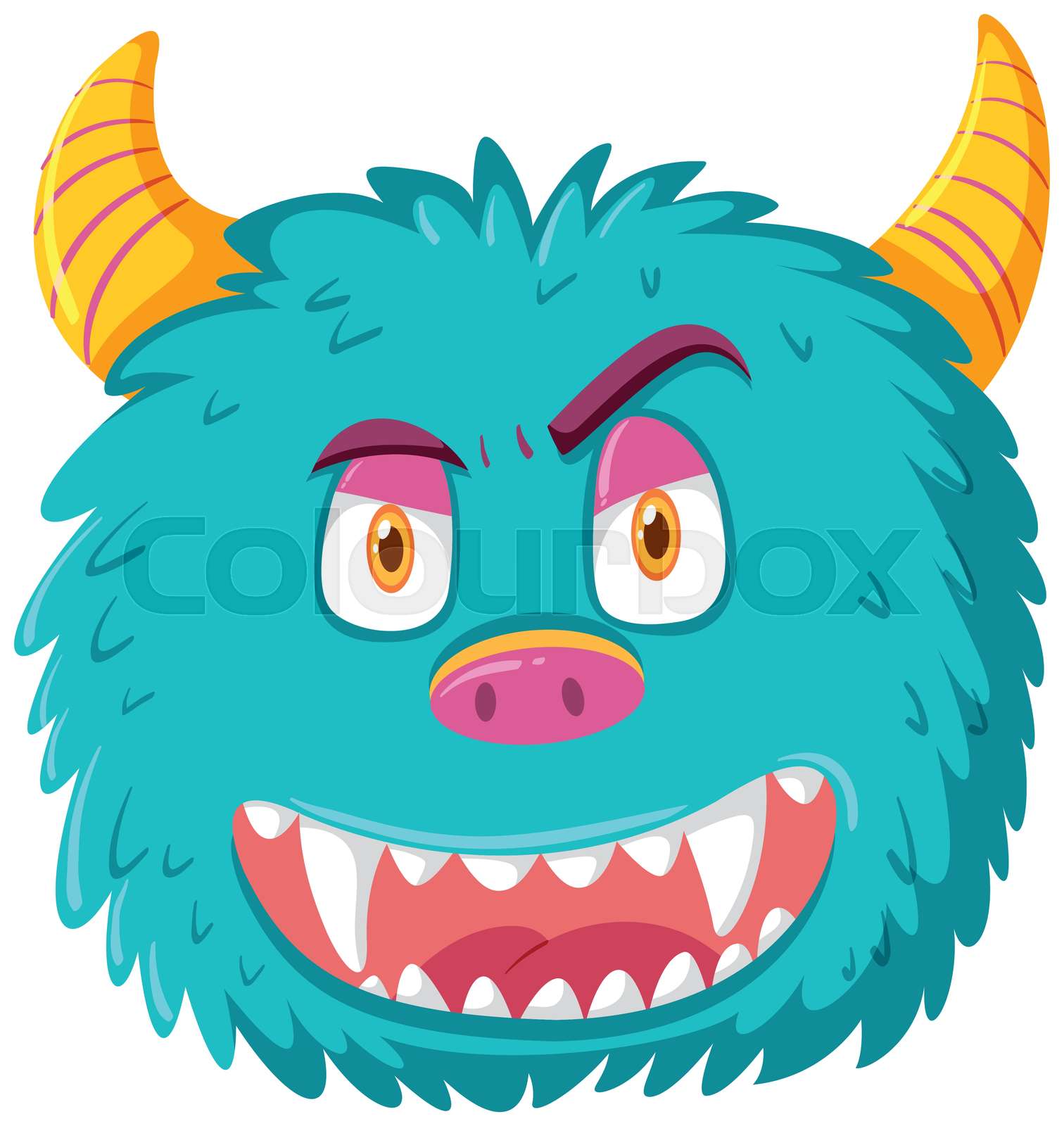 Blue scary monster head | Stock vector | Colourbox