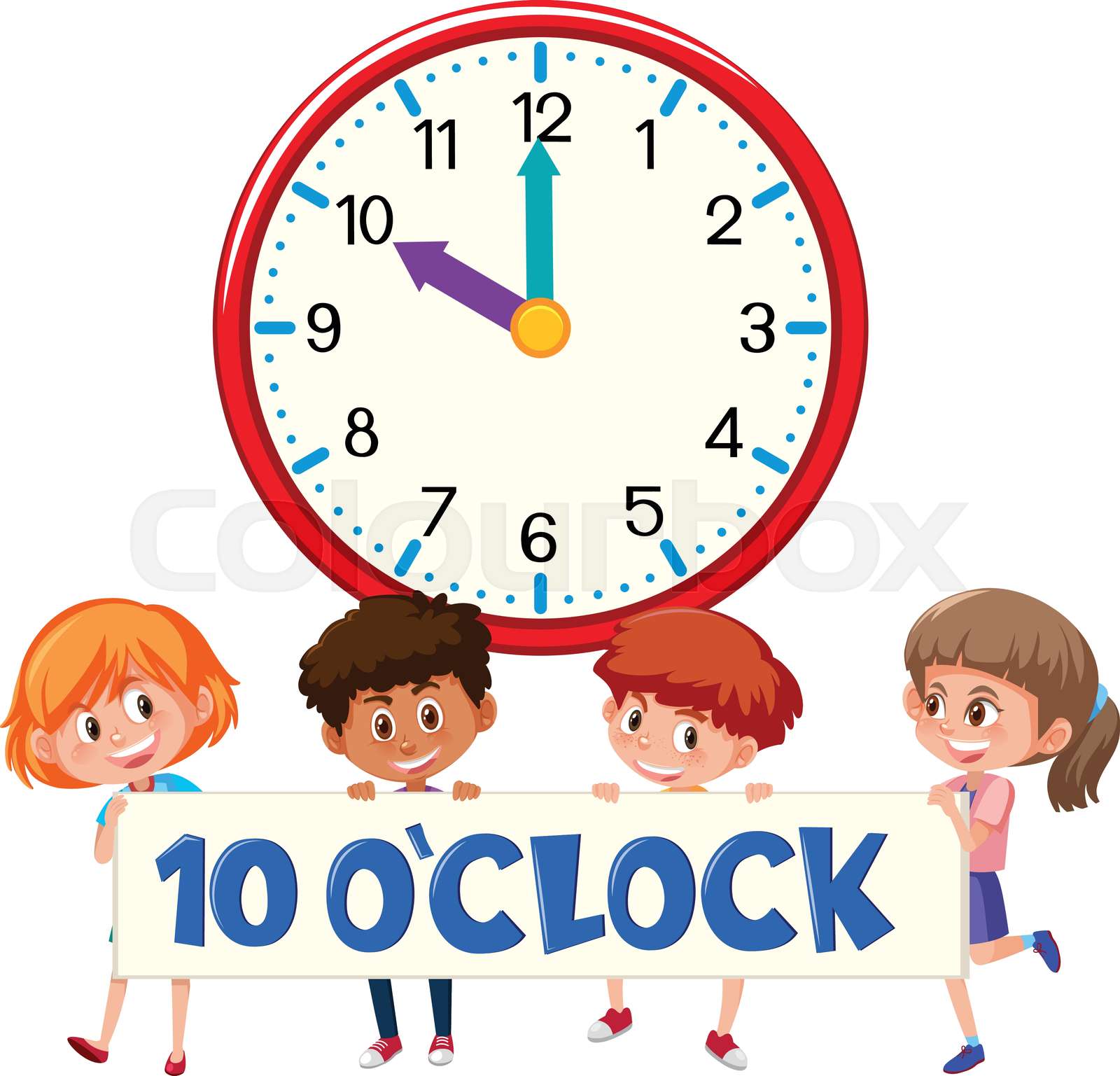 ten o'clock with children | Stock vector | Colourbox