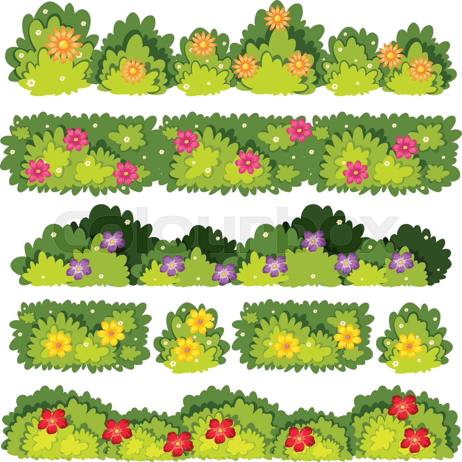 A Set of Flower Bush | Stock vector | Colourbox