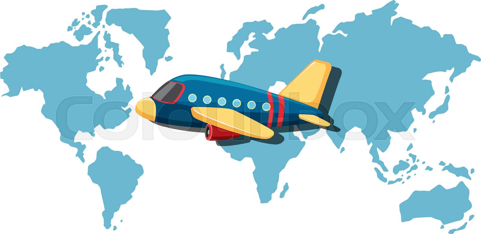 An Airplane Flying Over World Map | Stock vector | Colourbox